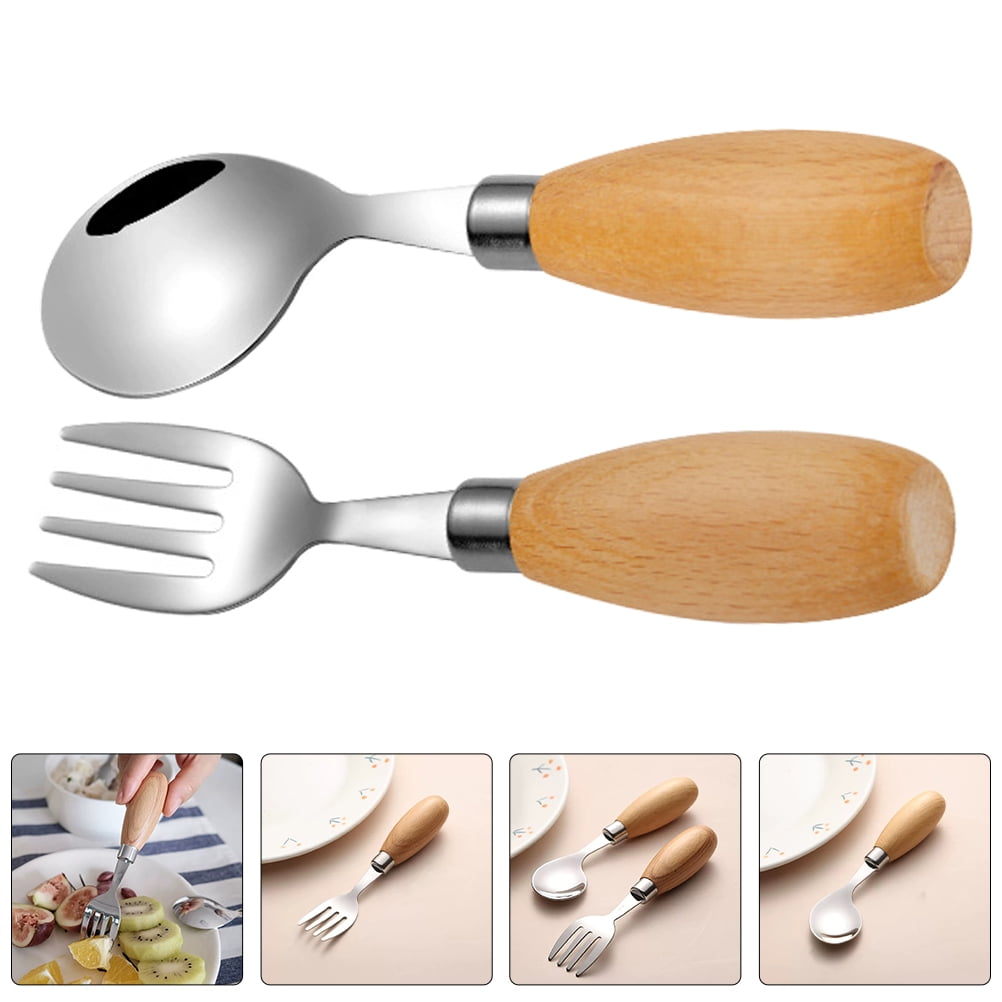 Baby Fork and Spoon Set with Ergonomic Handles for Easy Gripping ...