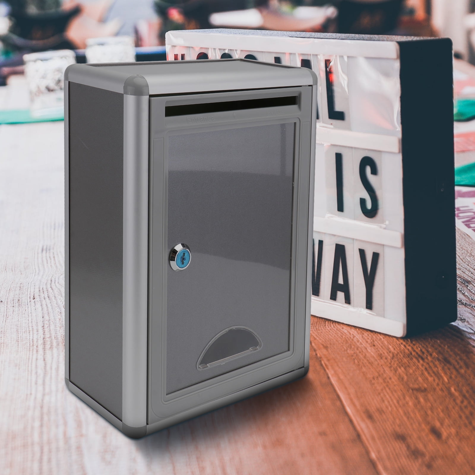 Ballot Box with Lock Suggestion Wall Mounted Mailbox Office Silver ...