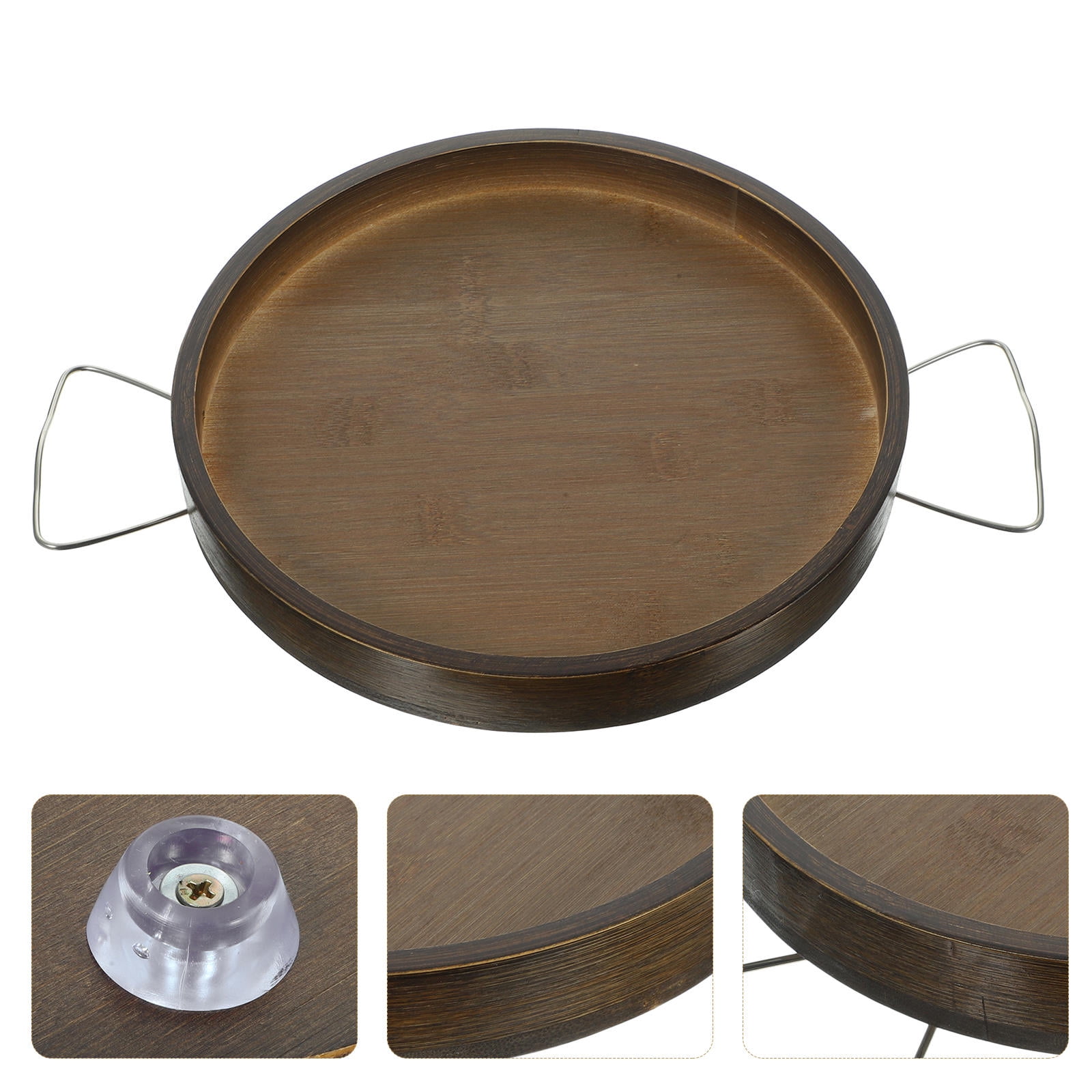 HOMEMAXS Bamboo Sofa Arm Tray Table with Design for Storage Coffee ...