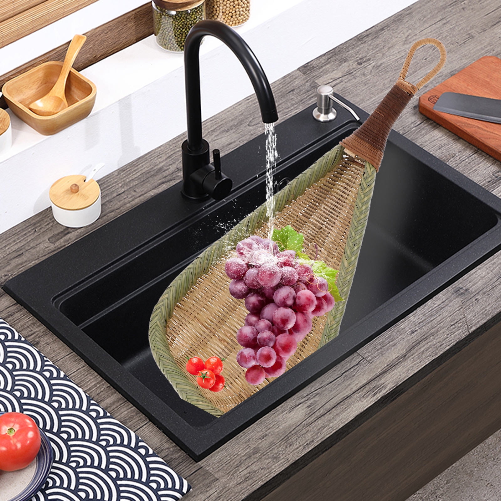 HOMEMAXS Bamboo Strainer Spoon Weaving Draining Mesh Ladle Spoon ...