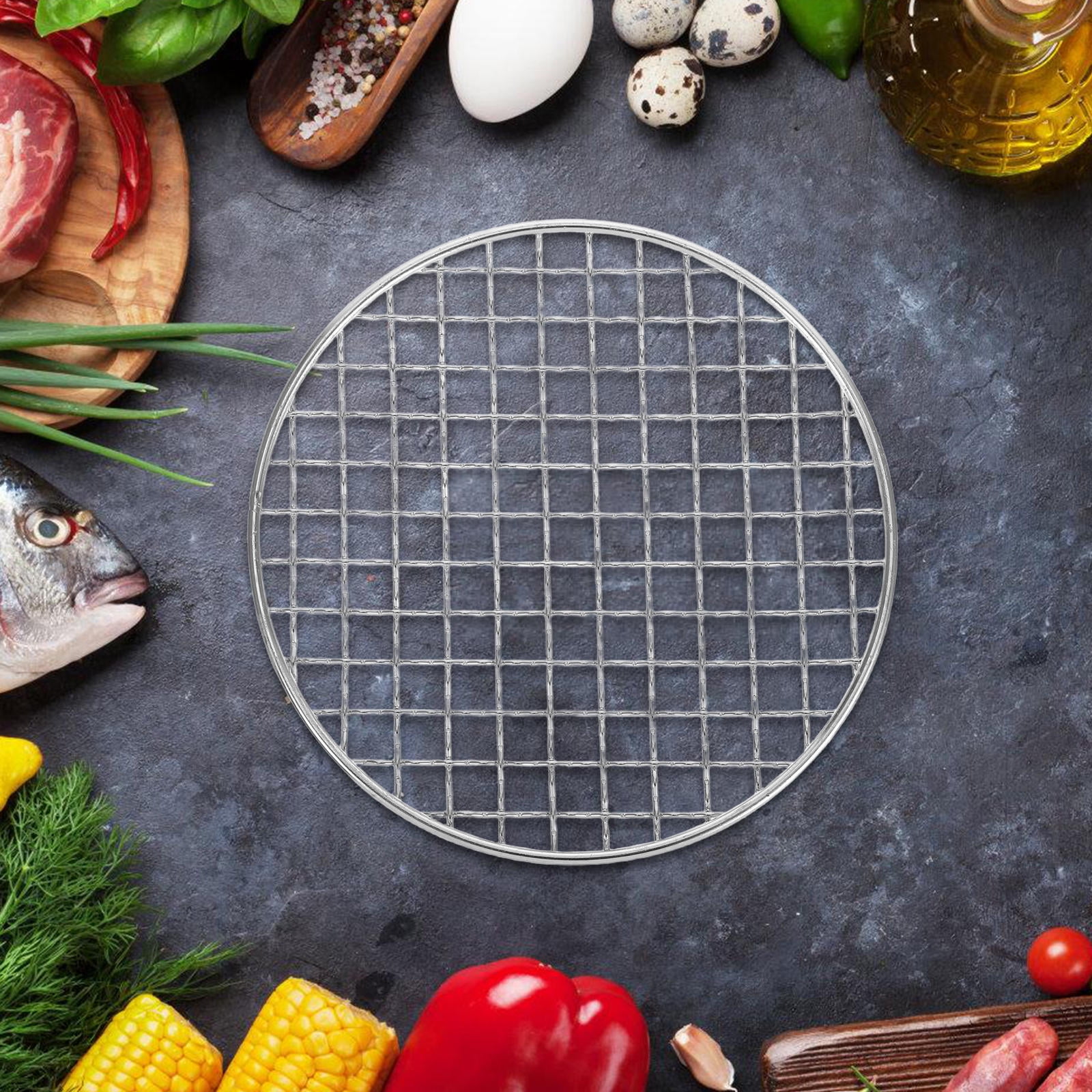 HOMEMAXS Barbecue Mesh Grill Net Stainless Steel Rack Make Tea Silver ...