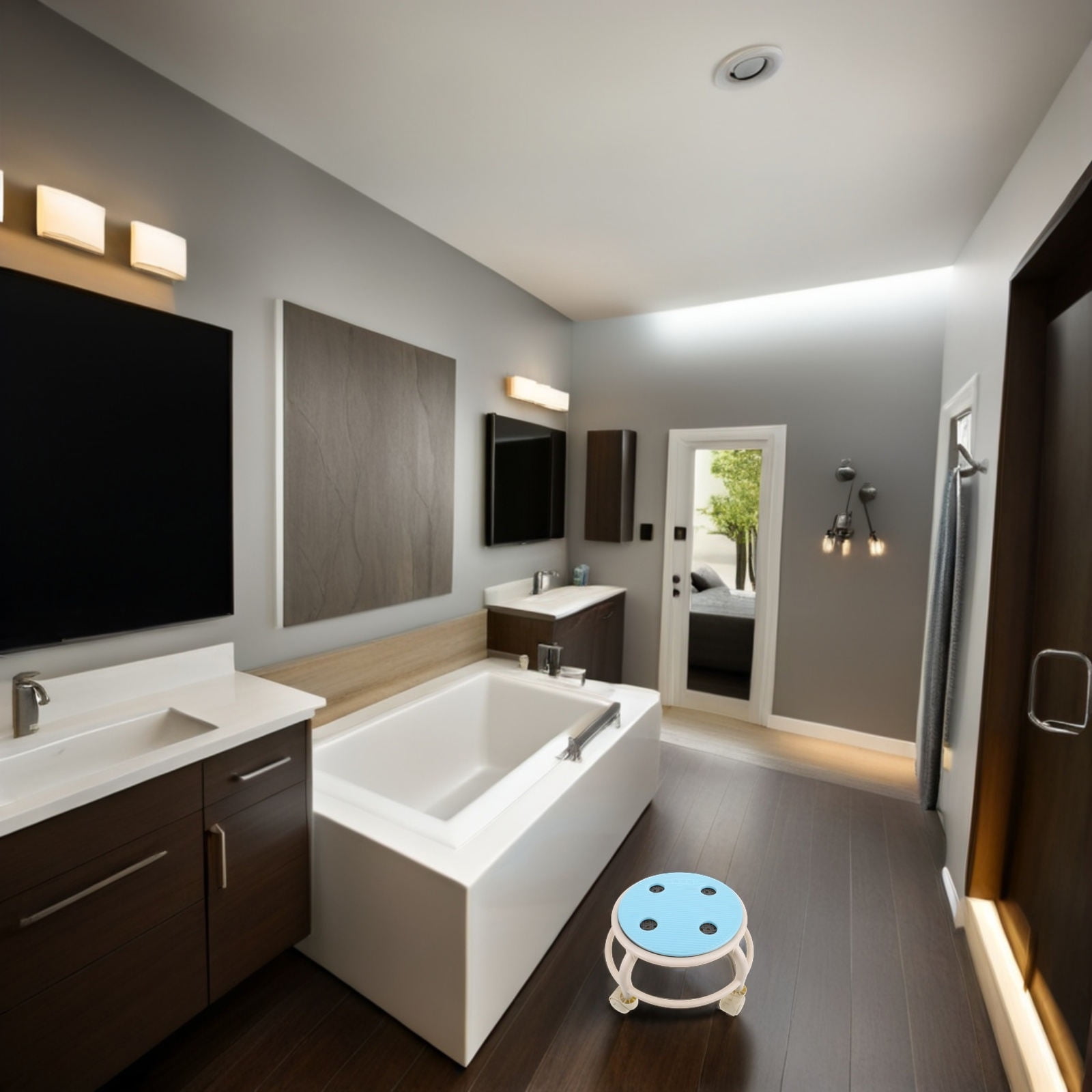 HOMEMAXS Bath Chair Pad Round Non Slip Shower Seat Mat Bathroom Shower ...