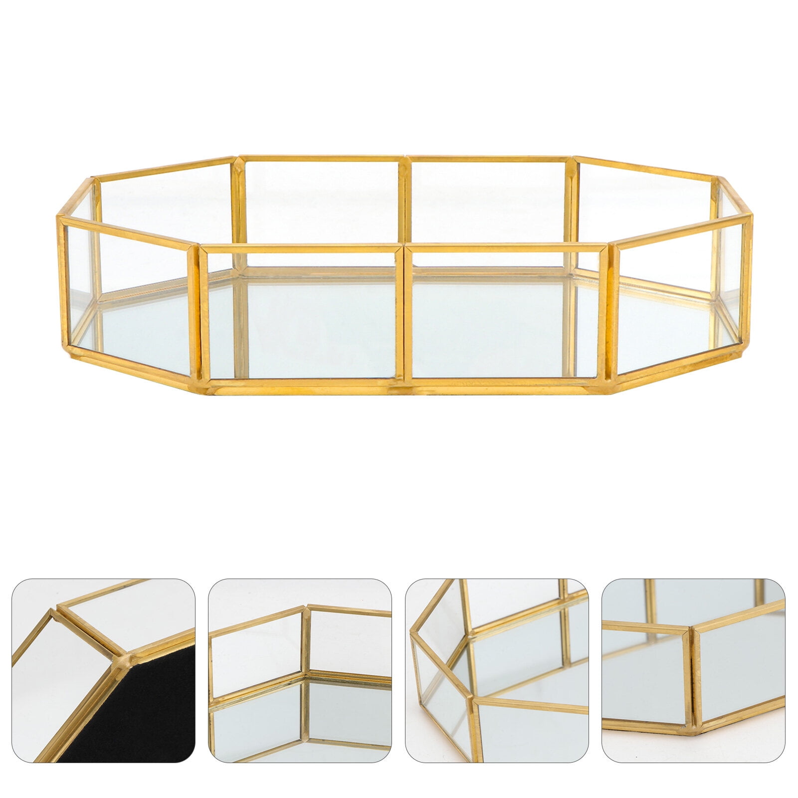 Bathroom Organizers Countertop Stylish Display Glass Storage Tray ...