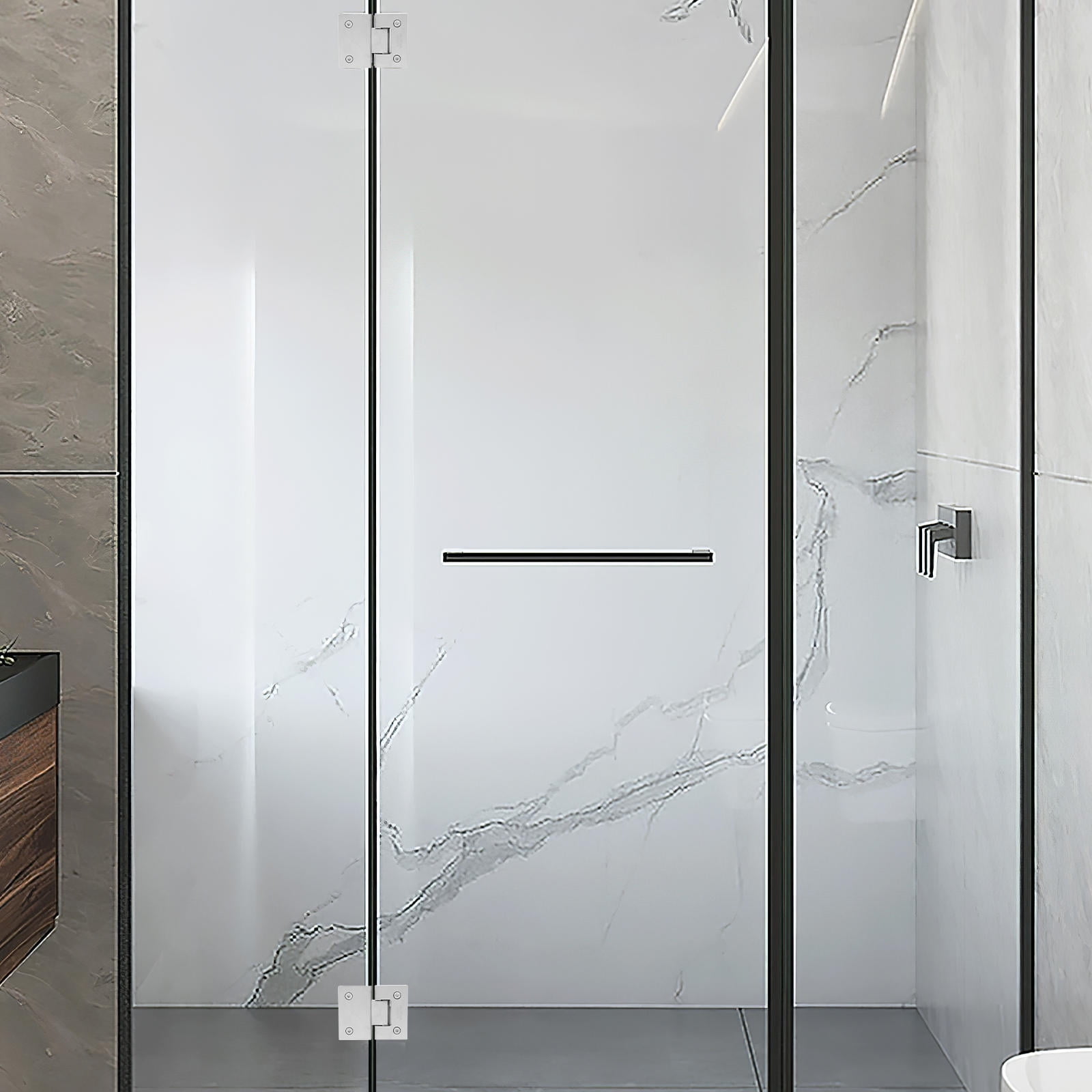 HOMEMAXS Bathroom Partition Hardware Glass Shower Door Hinges Silver ...