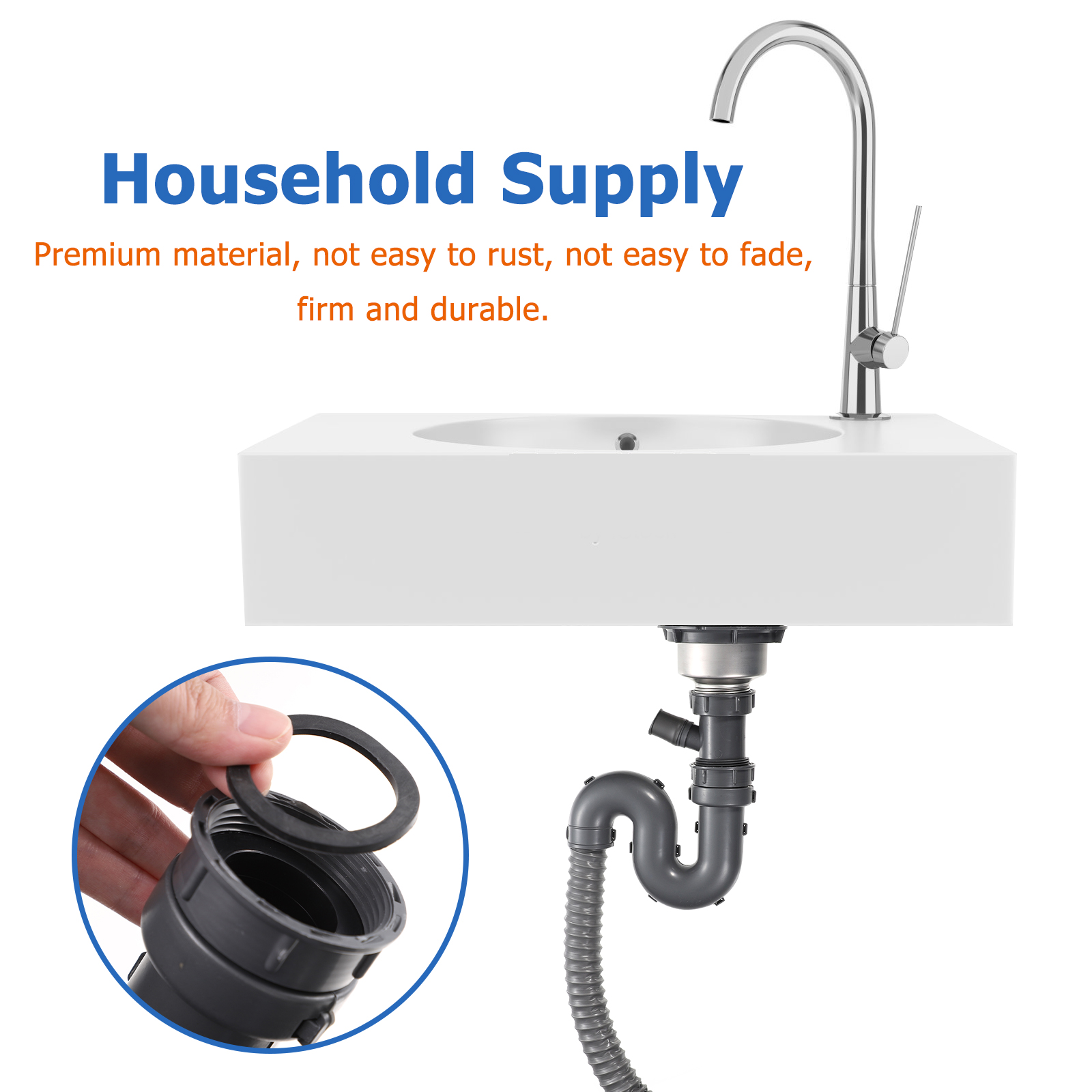 HOMEMAXS Bathroom Sink Drain Kit Basin Pipe Flexible Small Strainer ...