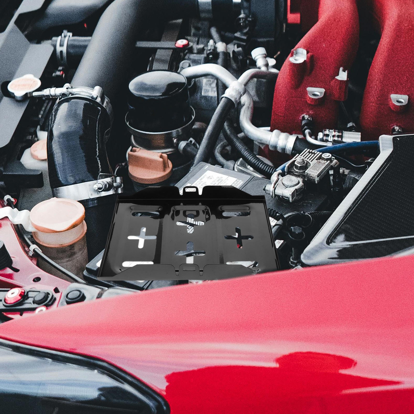 HOMEMAXS Battery Holder for Cars Universal Metal Battery Tray Car ...