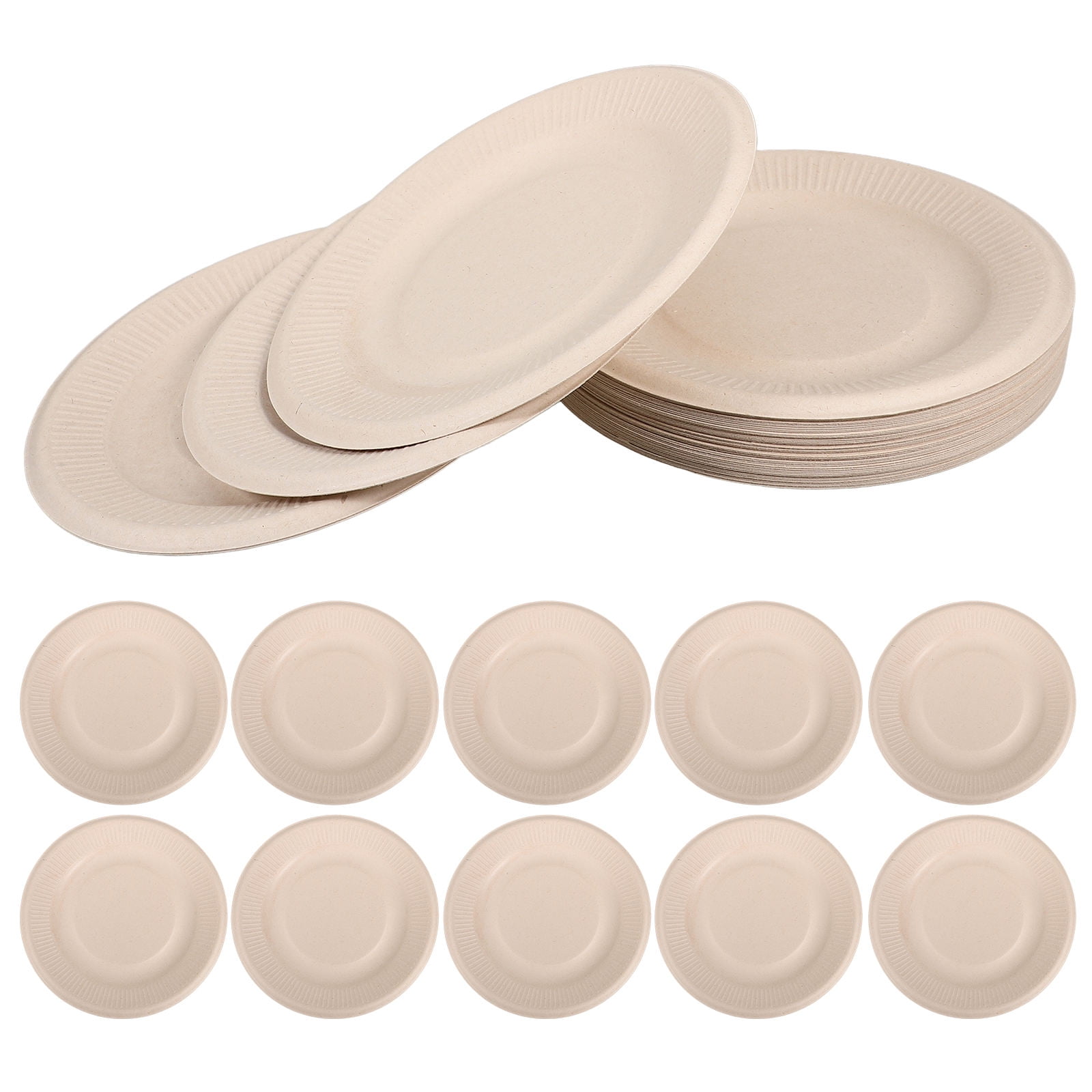 HOMEMAXS Beige Paper Plate for Food Packing Thickened Pulp Material 7 ...