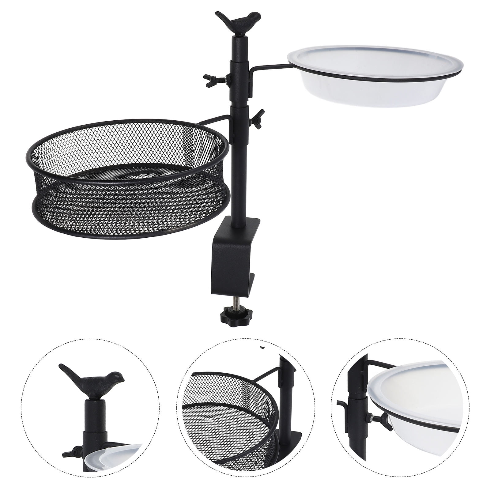 HOMEMAXS Bird Feeder Pole for Birdbath Bowl Deck Rail Bird Feeder ...