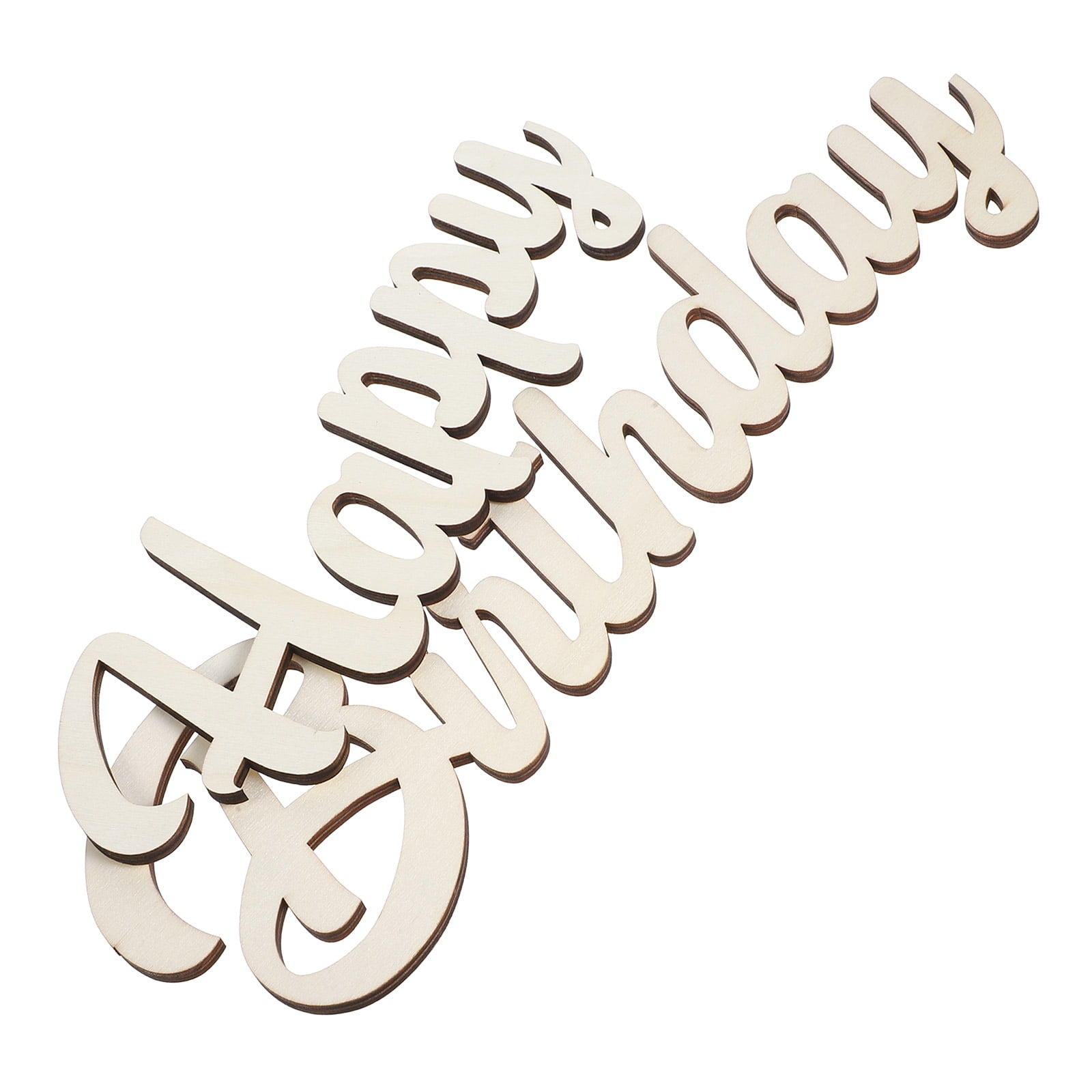 Minkissy Happy Birthday Wood Sign Cutout Khaki For Wall Hanging Plaque ...