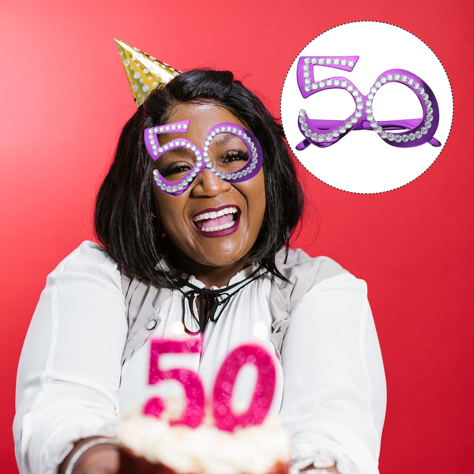 HOMEMAXS Birthday Photo Booth Happy Glasses Adults Props Purple ...
