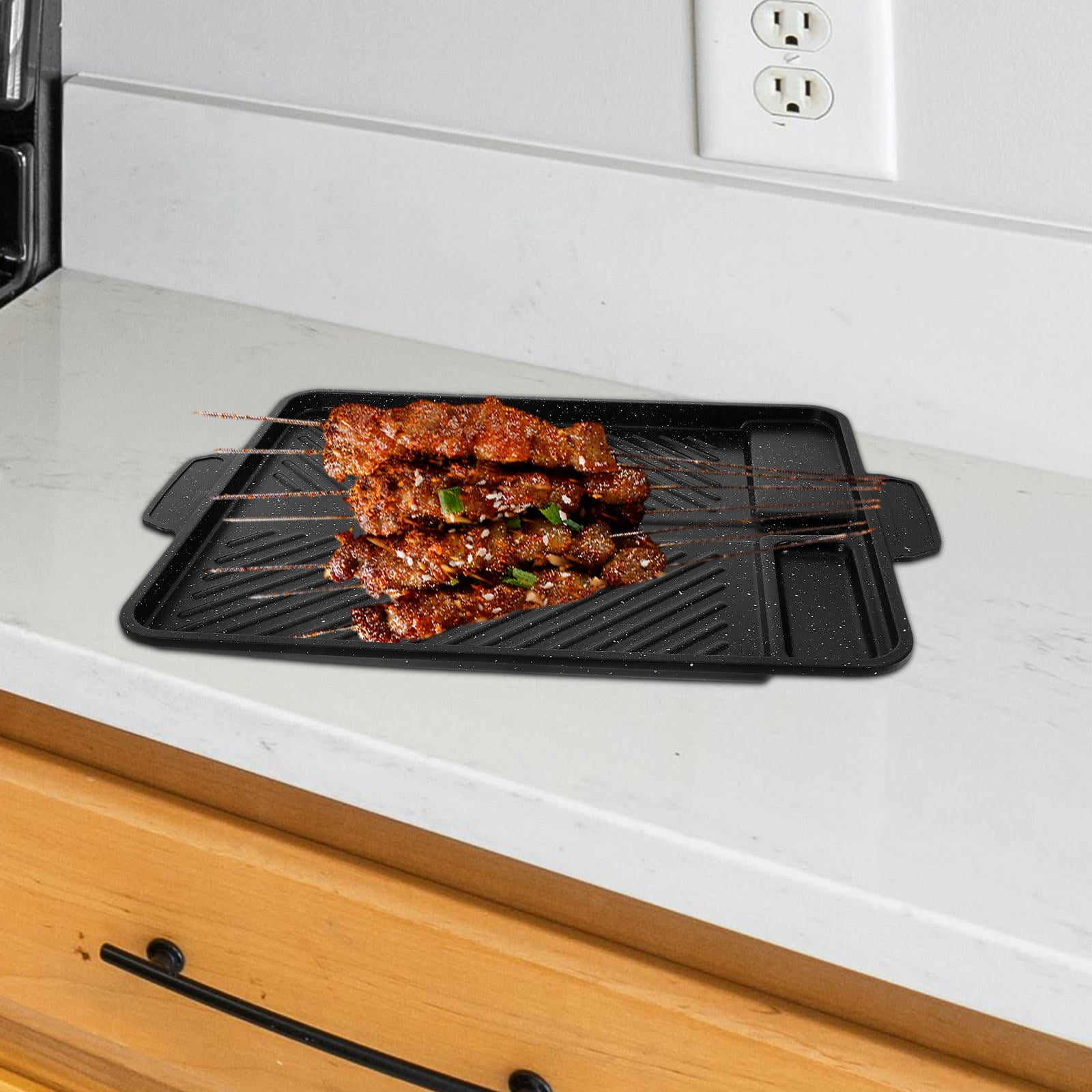 Black Aluminum Alloy BBQ Dish with Maifan Stone Coating Safe for ...