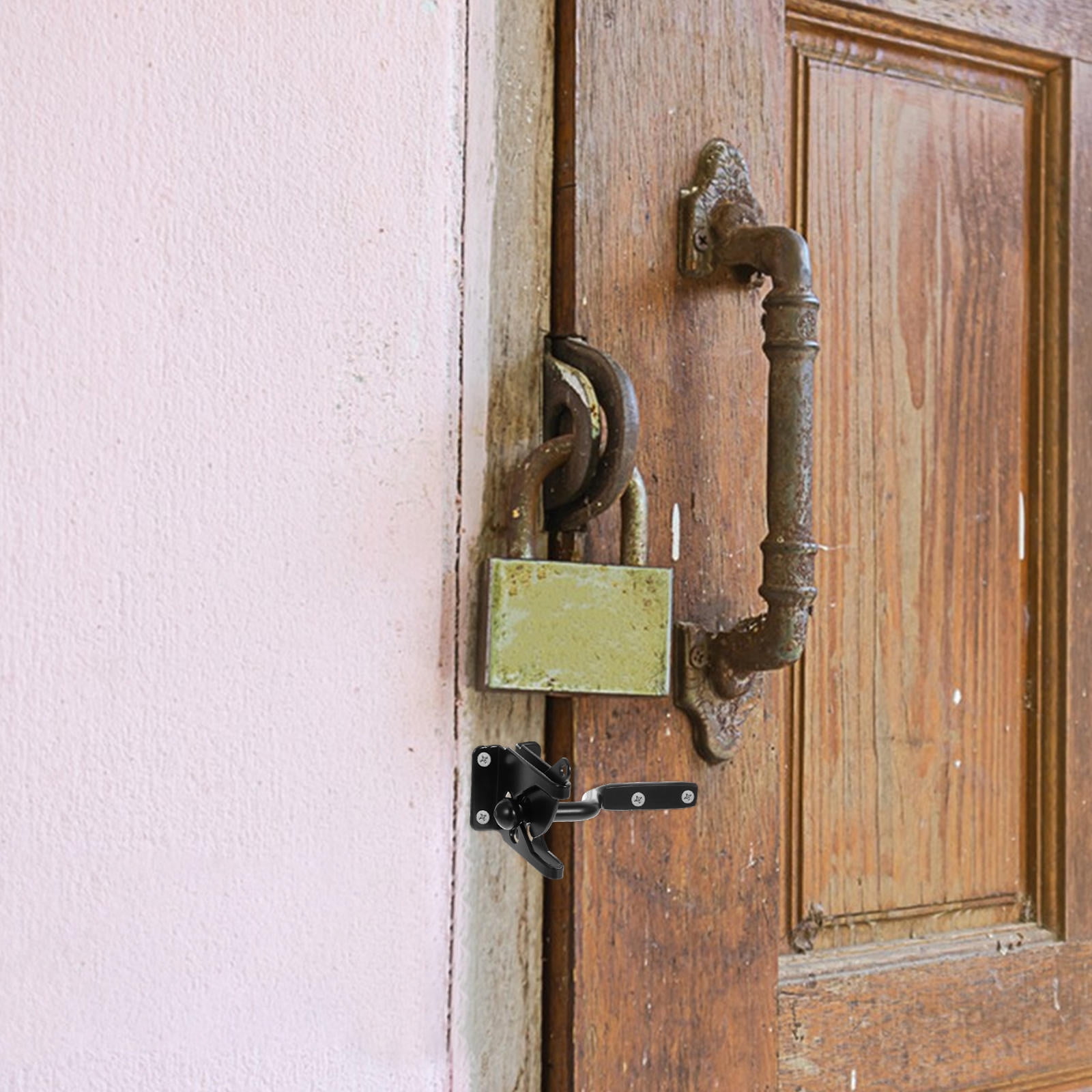 HOMEMAXS Black Carbon Steel Spring Loaded Selflocking Gate Latch for ...
