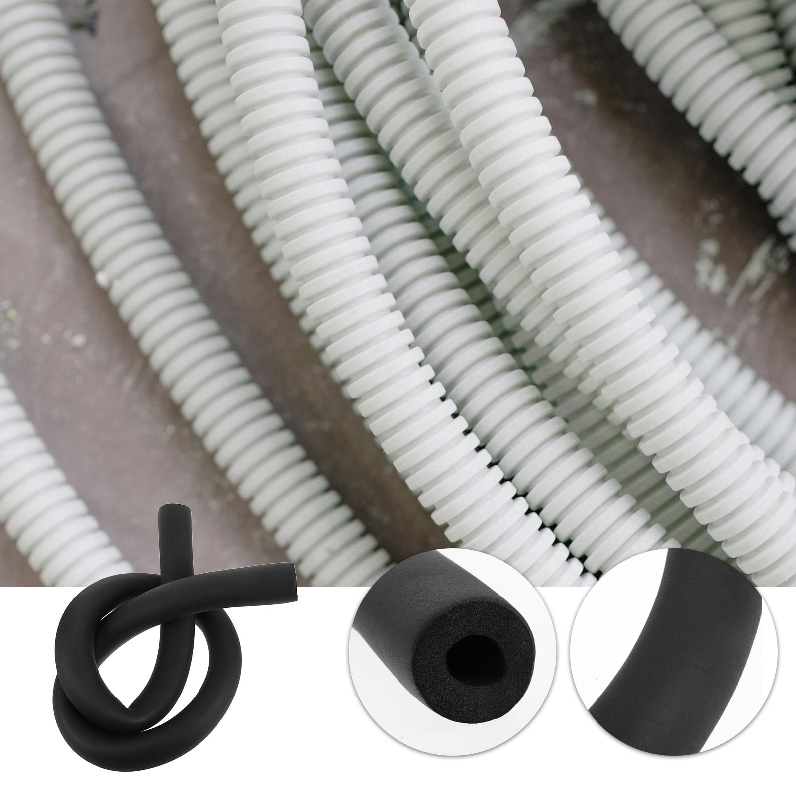 HOMEMAXS Black Flexible Durability Foam Tubing Pipe Insulation for HVAC ...
