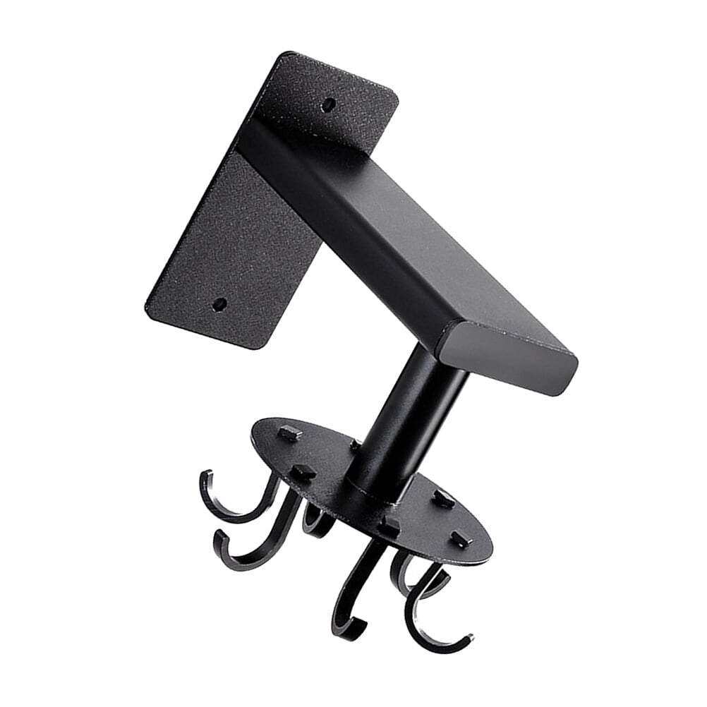 HOMEMAXS Black Kitchen Storage Rack with 6 Adjustable Hooks for Home ...