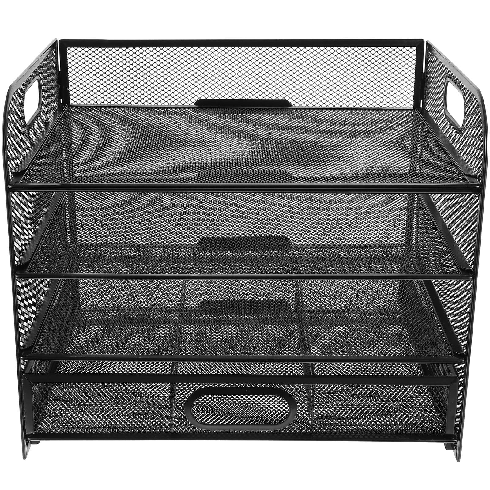 Black Metal File Organizer with Drawer Design for Home Use Multi ...