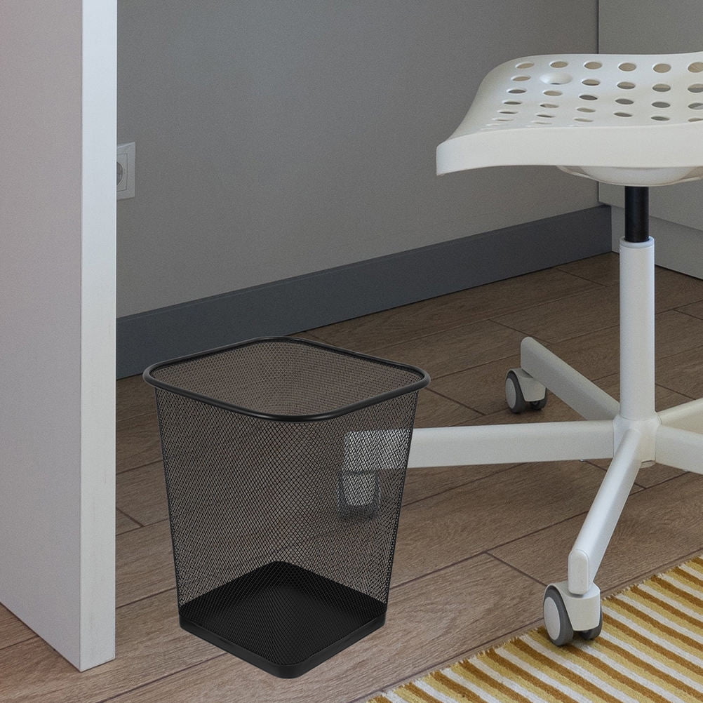 HOMEMAXS Black Metal Mesh Trash Can for Home Use Iron Material with ...