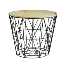 Wire Basket Table Wood Top