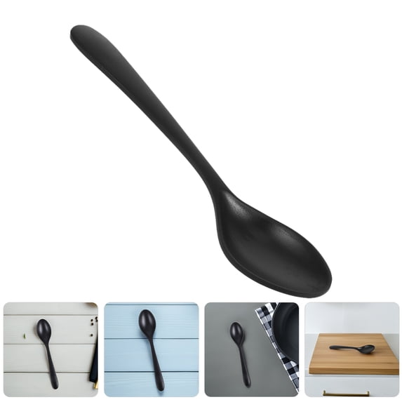 Black Plastic Japanese Ramen Spoon for Kitchen with Comfortable Long ...