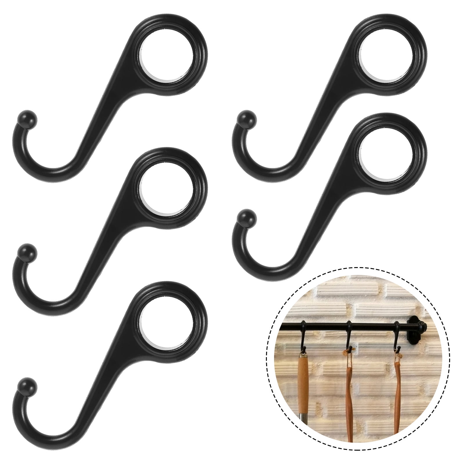 HOMEMAXS Black Strong Metal Hooks for Curtain 5 Pieces Multipurpose ...