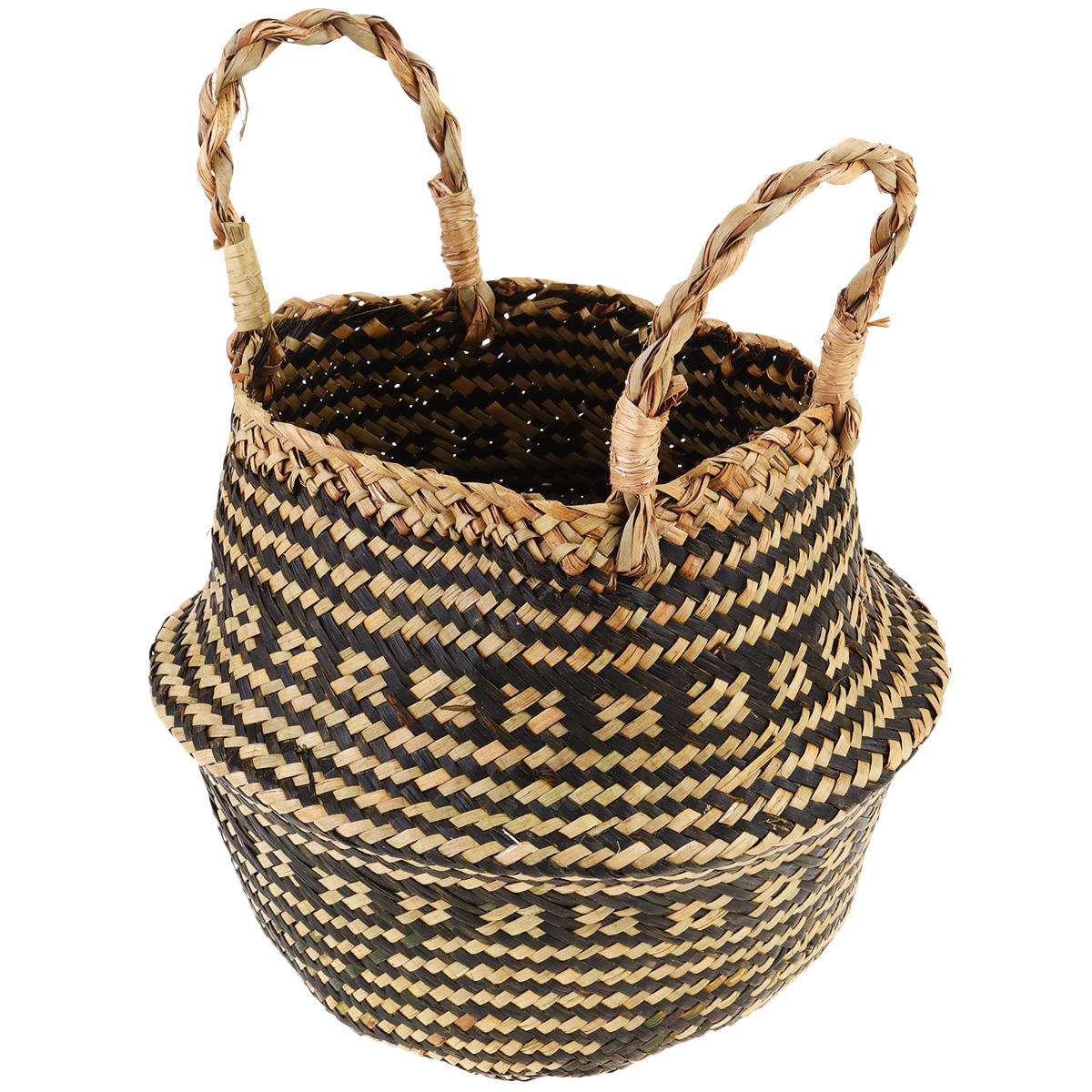 HOMEMAXS Black Synthetic Storage Basket with Double Handles for Easy ...