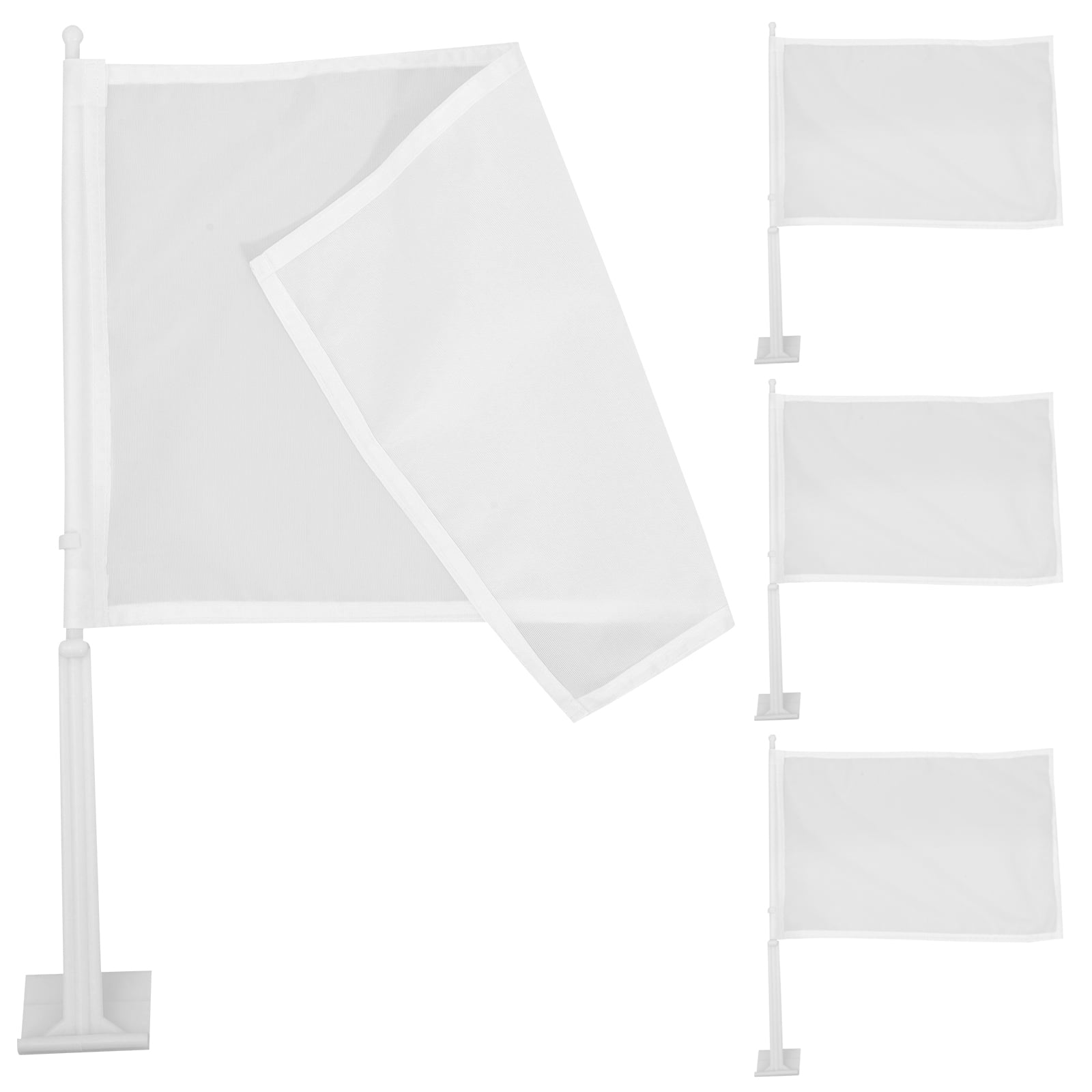 HOMEMAXS Blank DIY Referee Signal Flags with Comfortable Grip Handle for Decor in White 4pcs ...