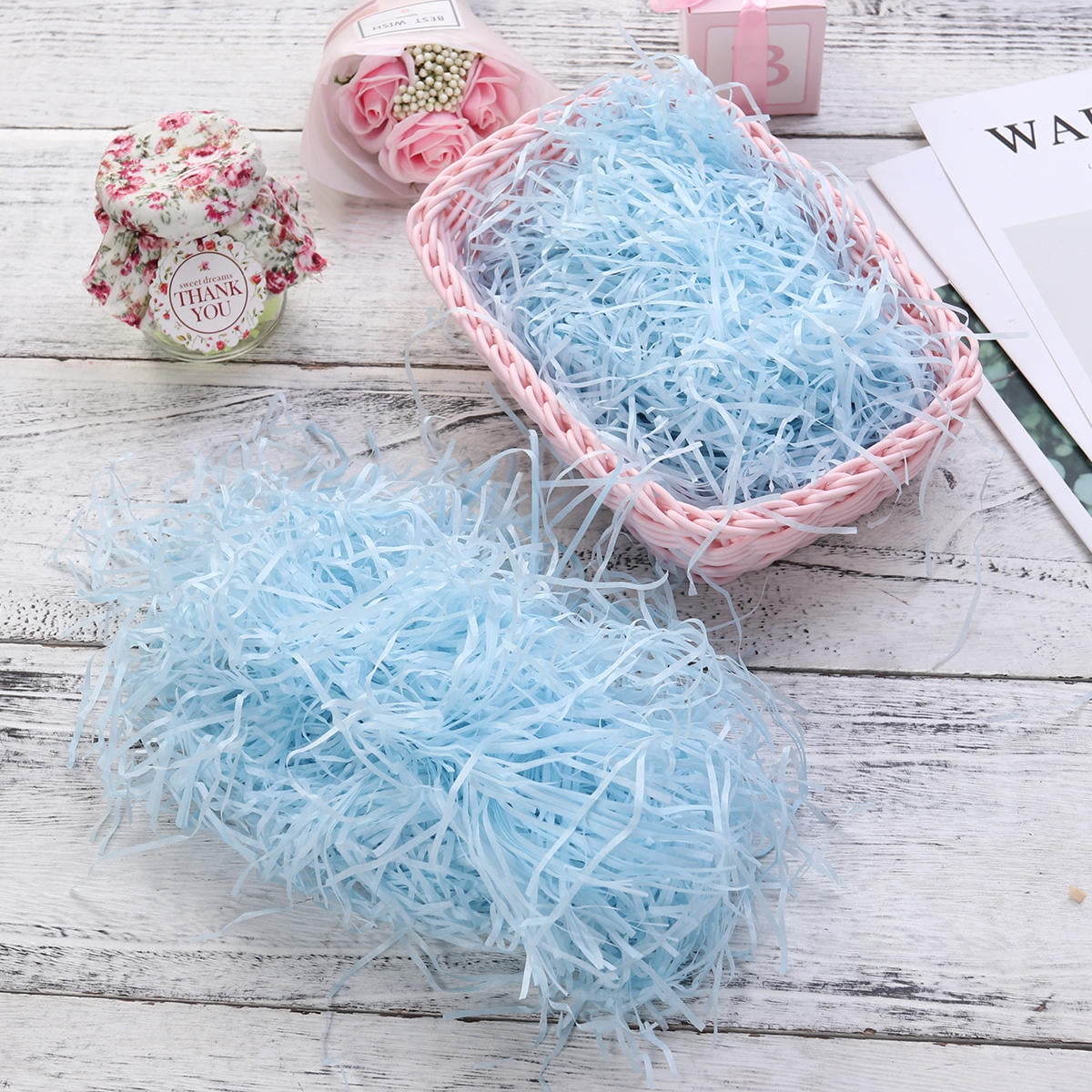 HOMEMAXS Blue Colored Cut Paper Shred Filler for Candy Gift Wrapping ...