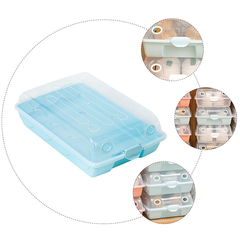 HOMEMAXS Blue Plastic Shoe Storage Box with Transparent Window for ...