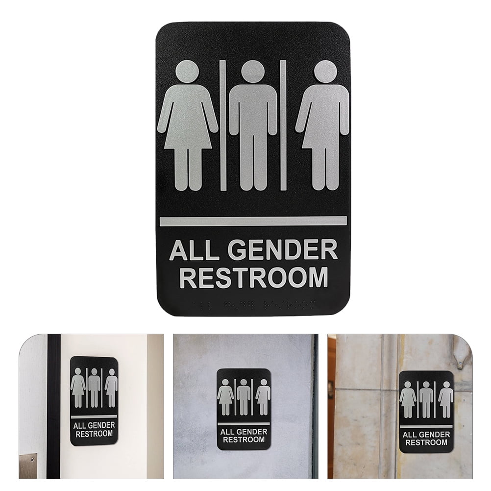HOMEMAXS Braille Restroom Sign for Business ABS Material Black Adhesive ...