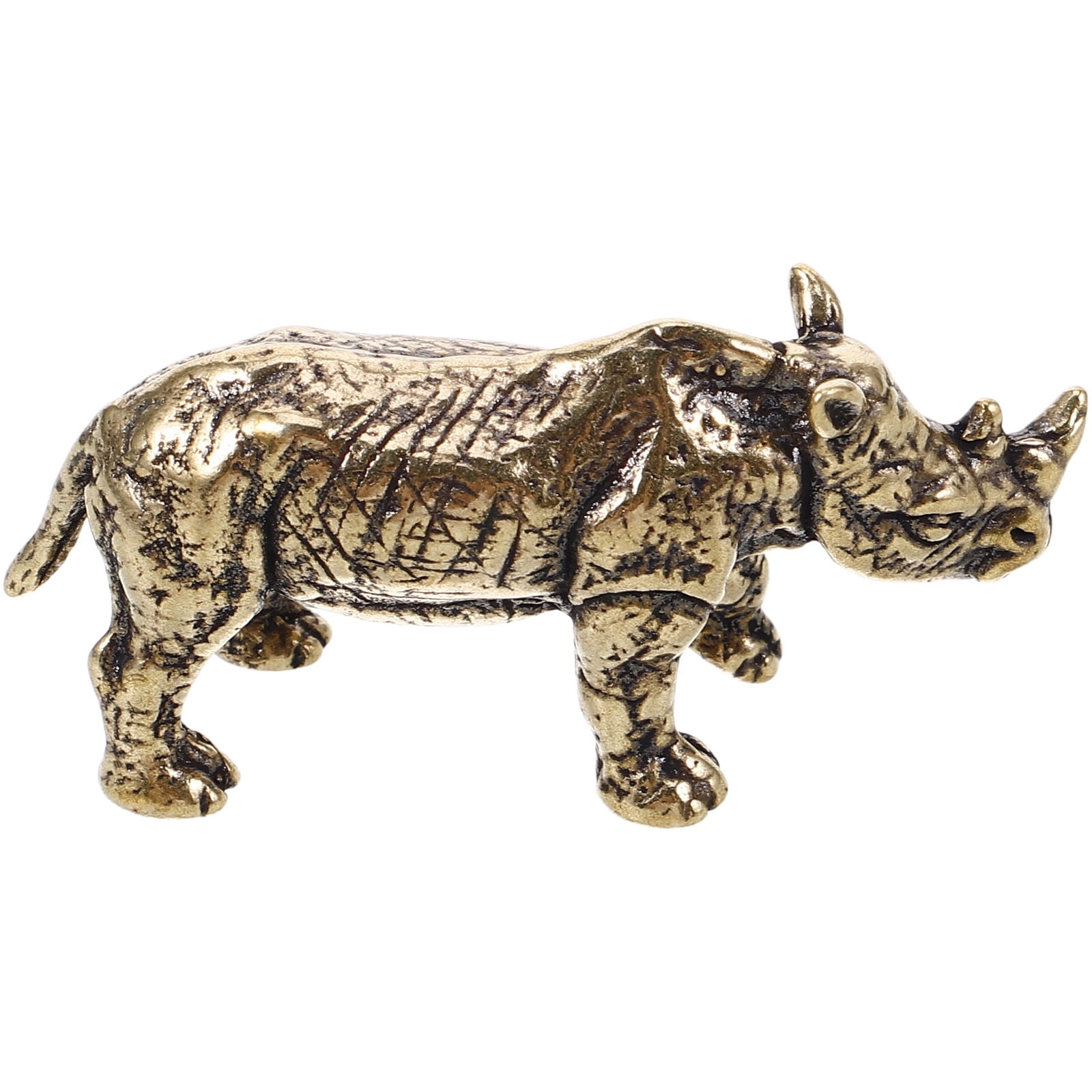 Brass Vintage rhinoceros Statue Home Desktop rhinoceros Decor Miniature ...