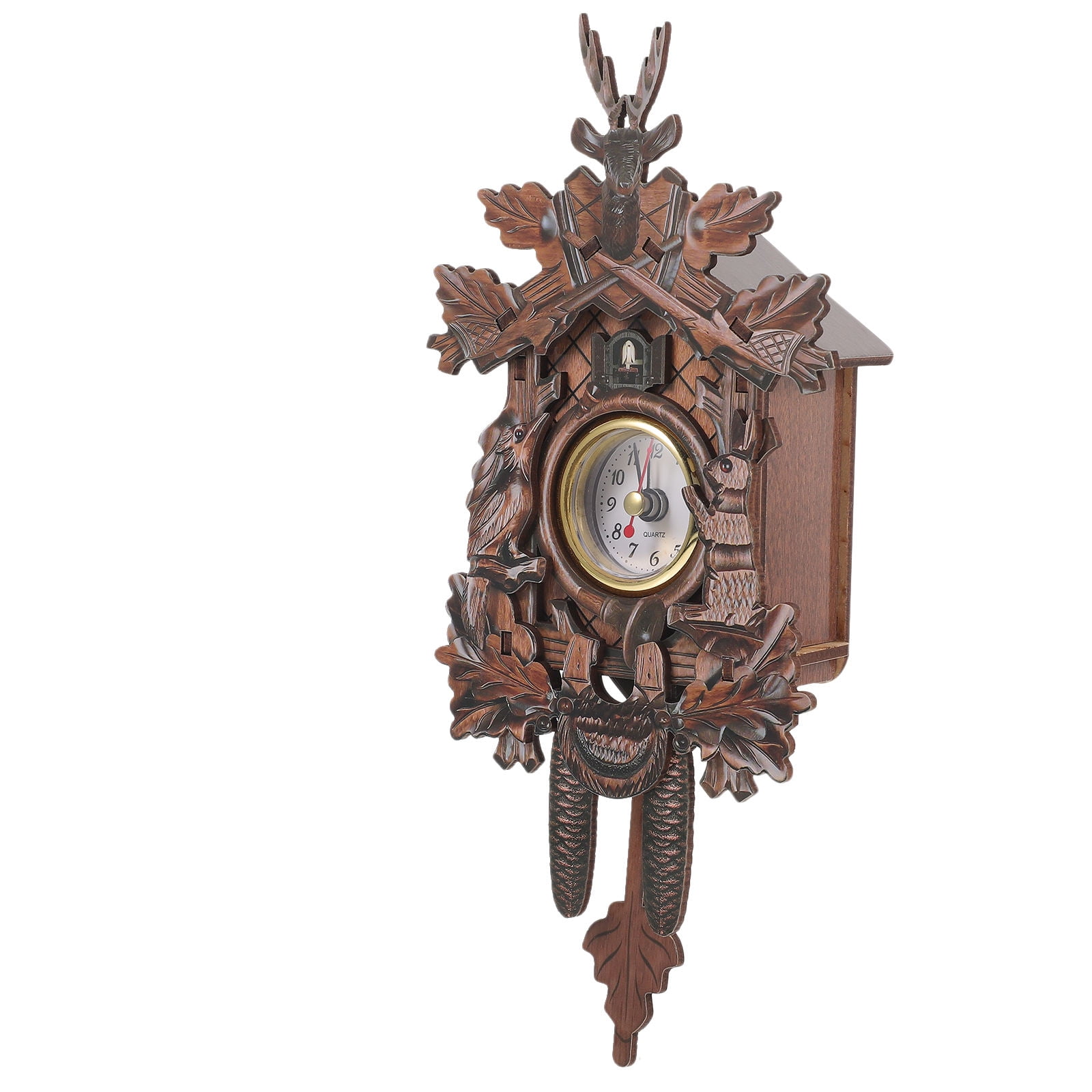 HOMEMAXS Brown Wooden Pendulum Wall Clock for Daily Use Decorative ...