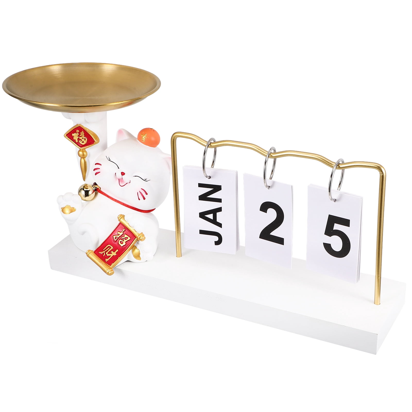 GARVALON Calendar Ornament Multi 1Pcs 12.2x6.1x3.1in Wood Resin Home ...