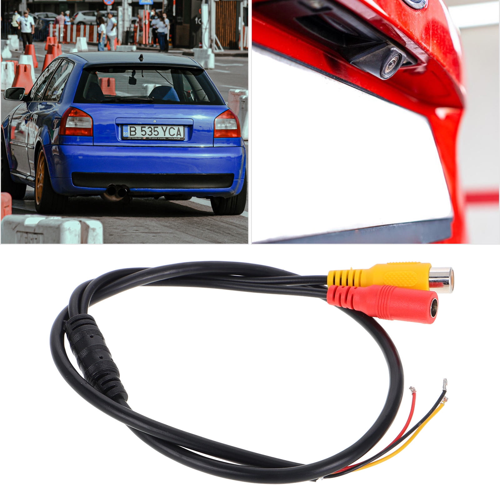 HOMEMAXS Camera Cable Dc Head 3-Pin Automotive Rear View Trailer Wire ...