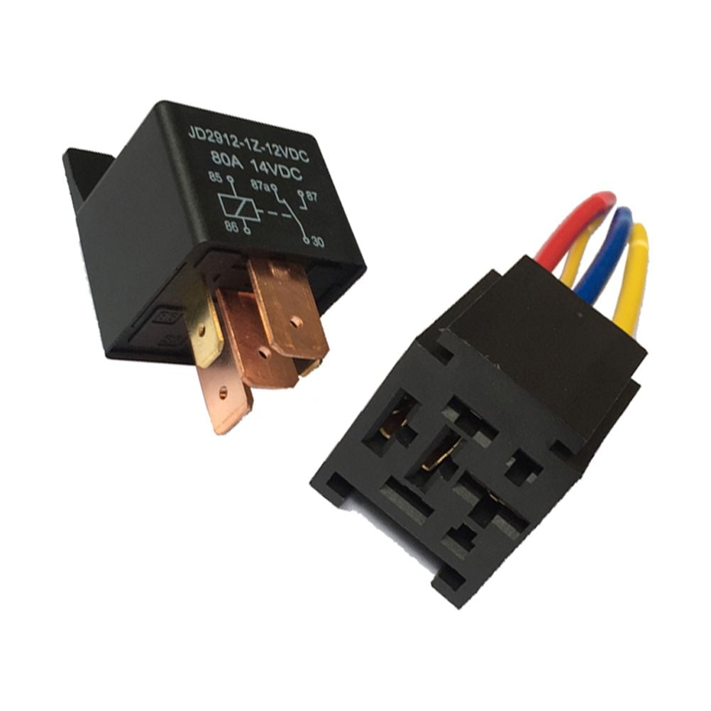 Car Relay 80A 12v Wiring Harness Relays Automotive Headlight Black ...