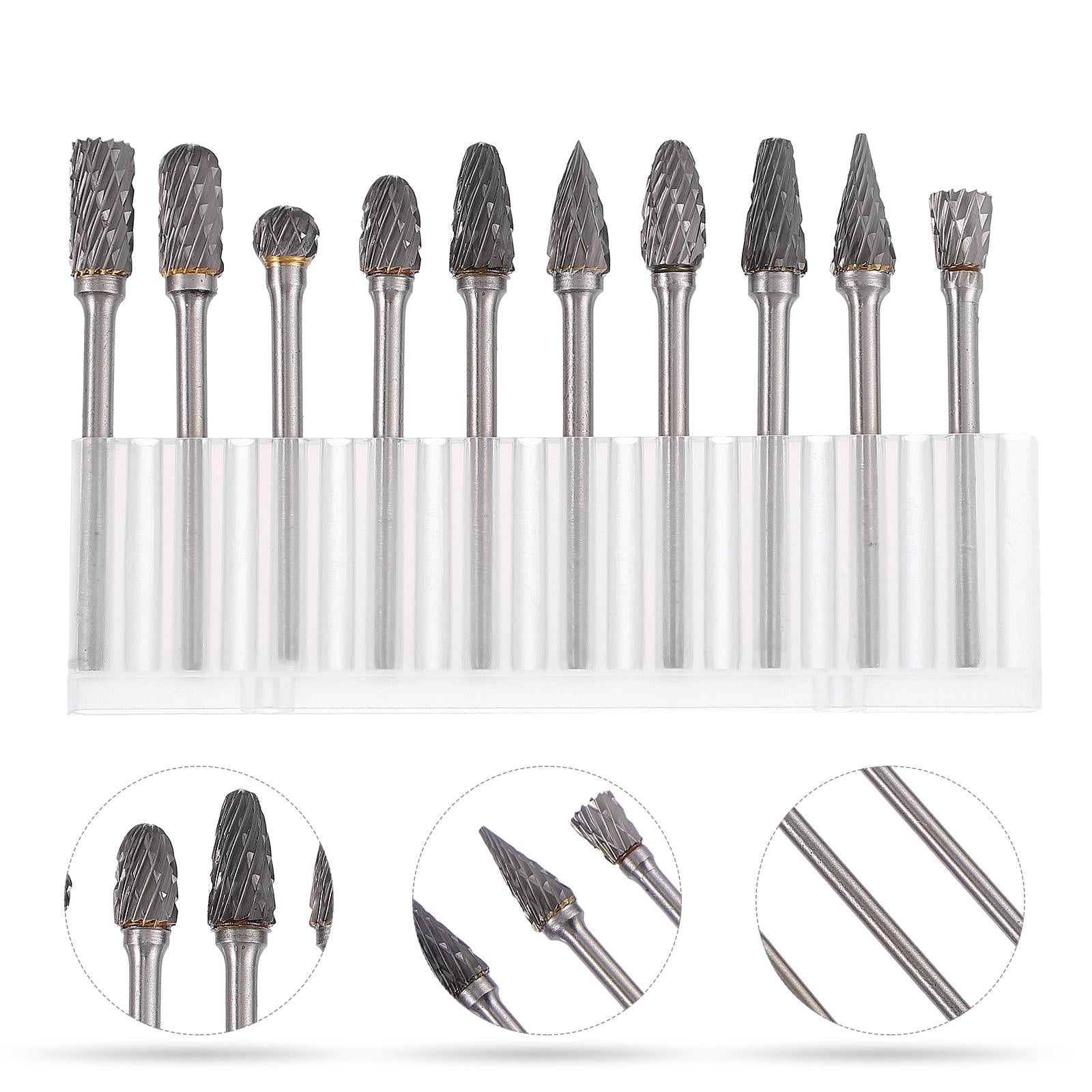 HOMEMAXS Carbide Rotary Burr Set for Machine Use Grey Color 10 Pieces ...