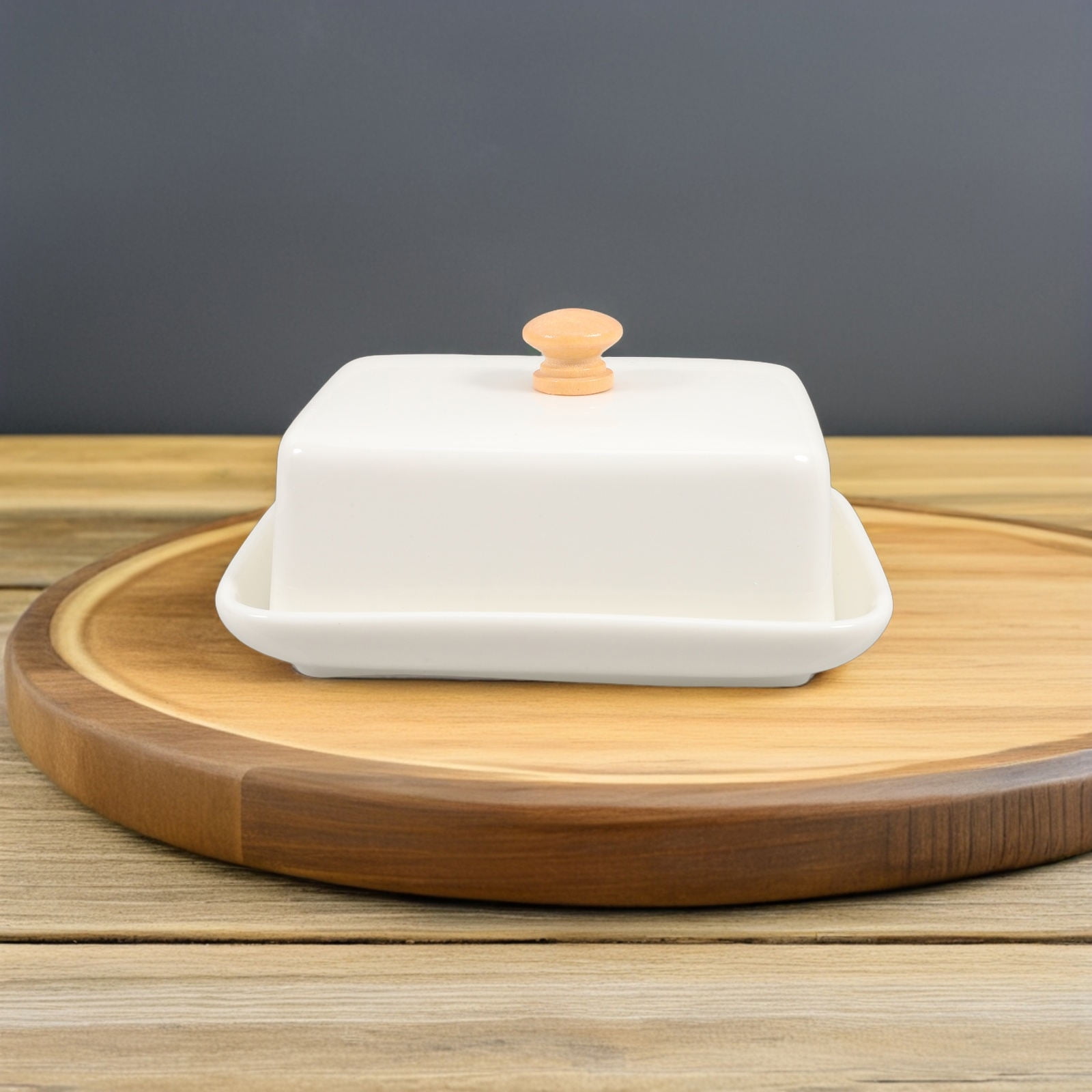HOMEMAXS Ceramic Butter Dish with Handled Lid Butter Keeper Snack Fruit ...