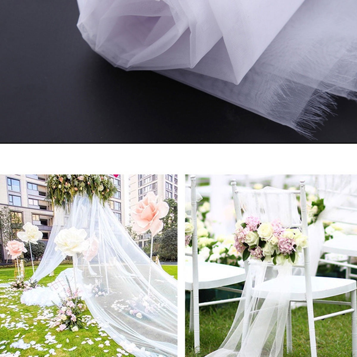 HOMEMAXS Chair Sashes for Weddings Arch Drapery Tulle Airy Decoration ...