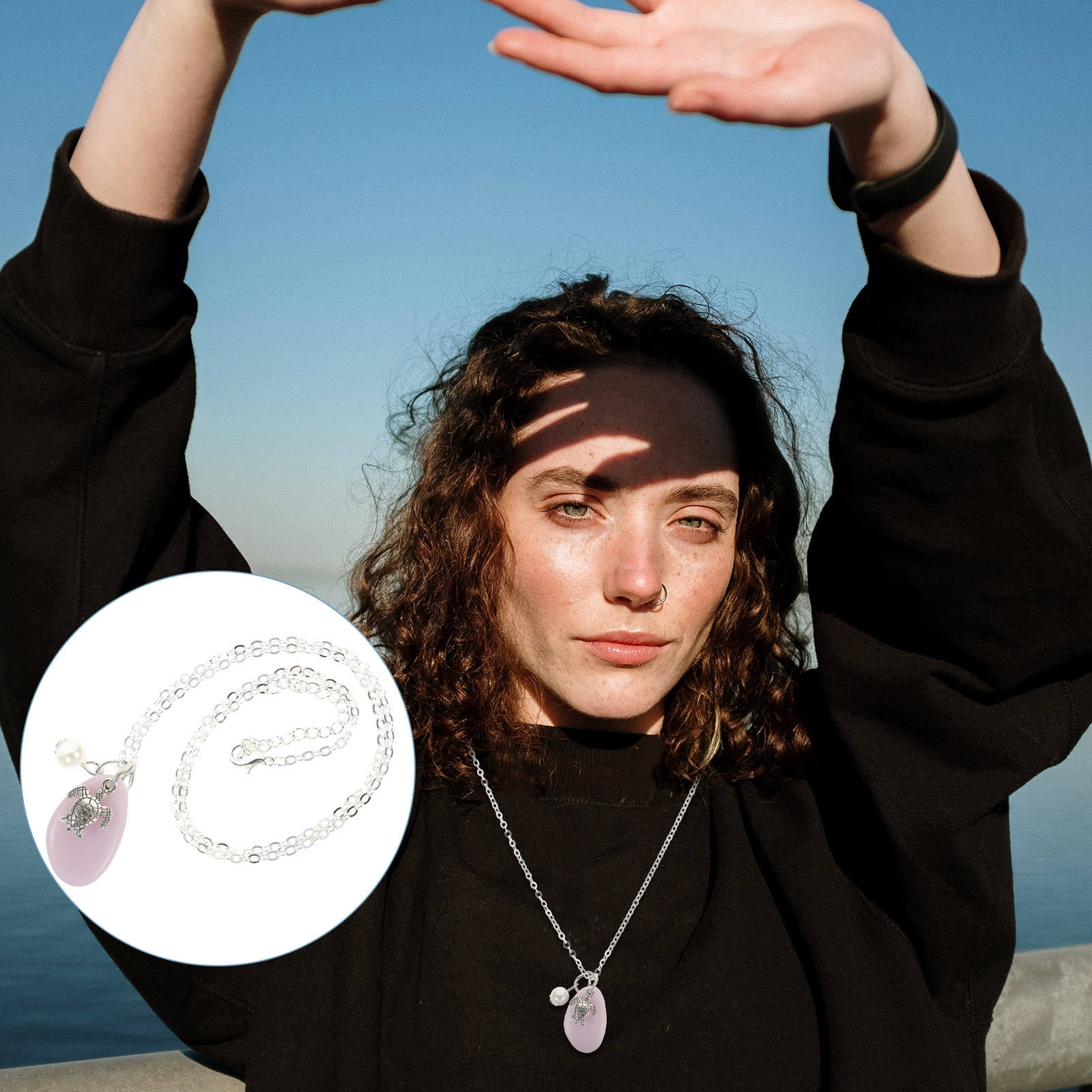 HOMEMAXS Chic Pink Sea Theme Pendant Necklace for Decoration with ...