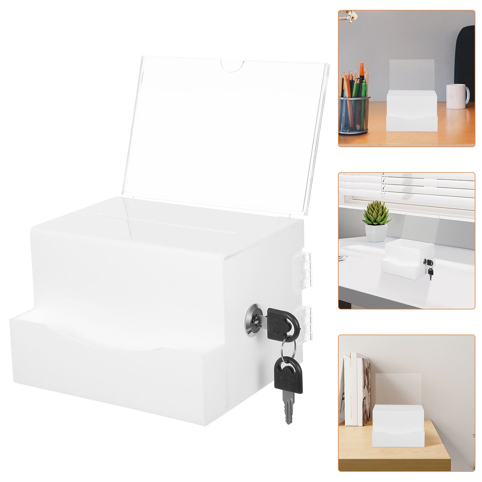 HOMEMAXS Clear Acrylic Donation Box With Lock Ballot Box For ...