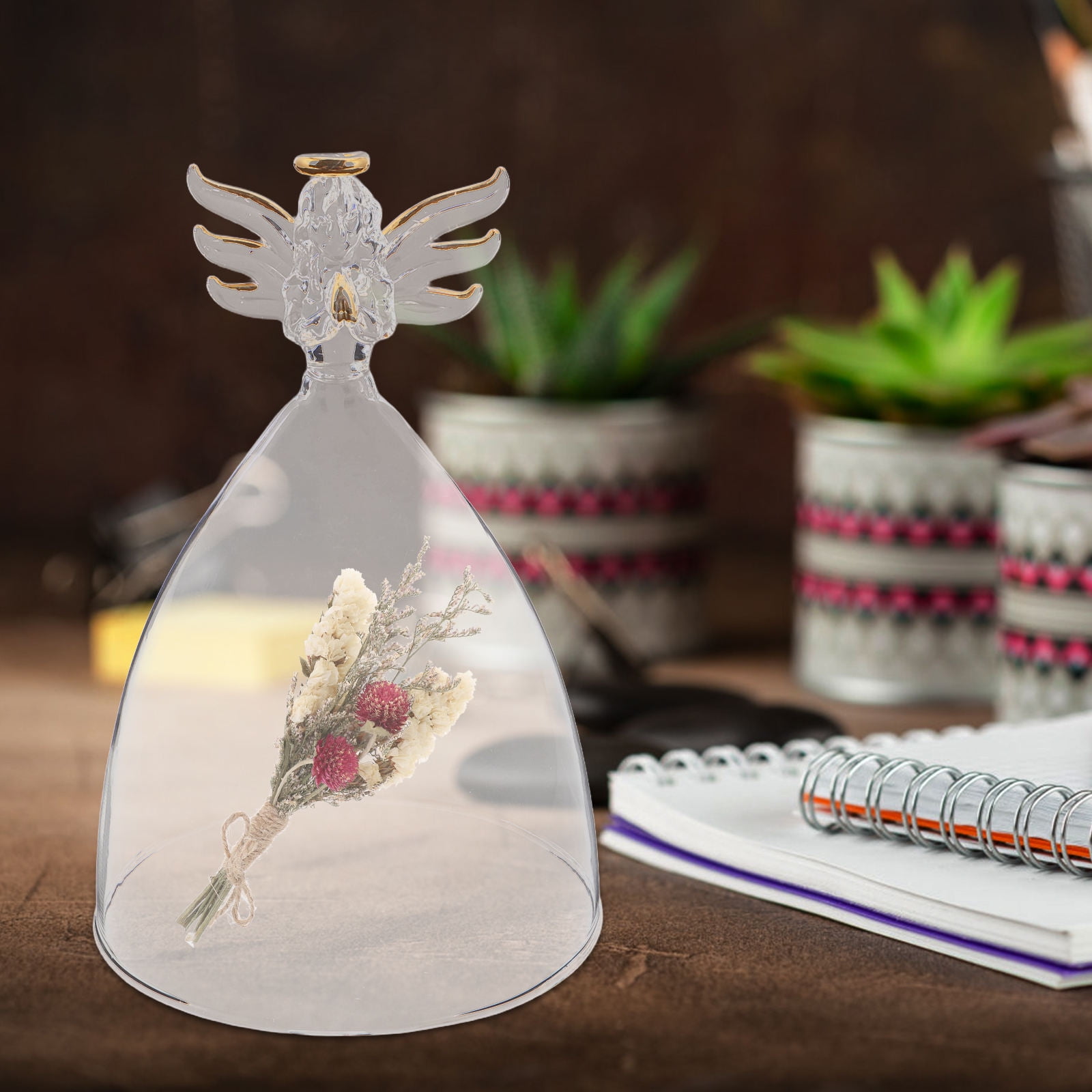 HOMEMAXS Clear Glass Angel Cloche Dome Decorative Bell Jar Cover ...
