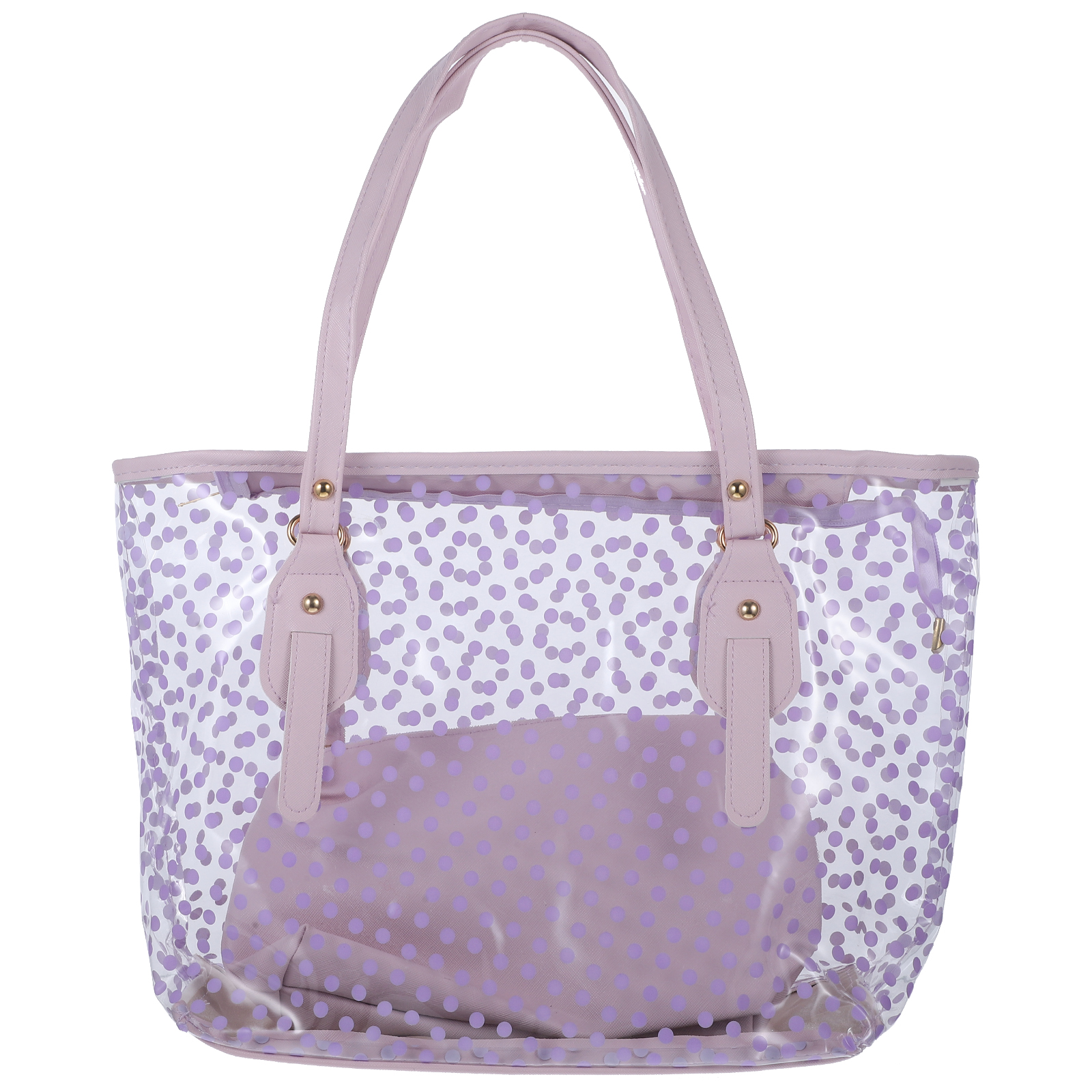 HOMEMAXS Clear Zippered Tote Bag Dots Patterned Women Transparent Beach ...