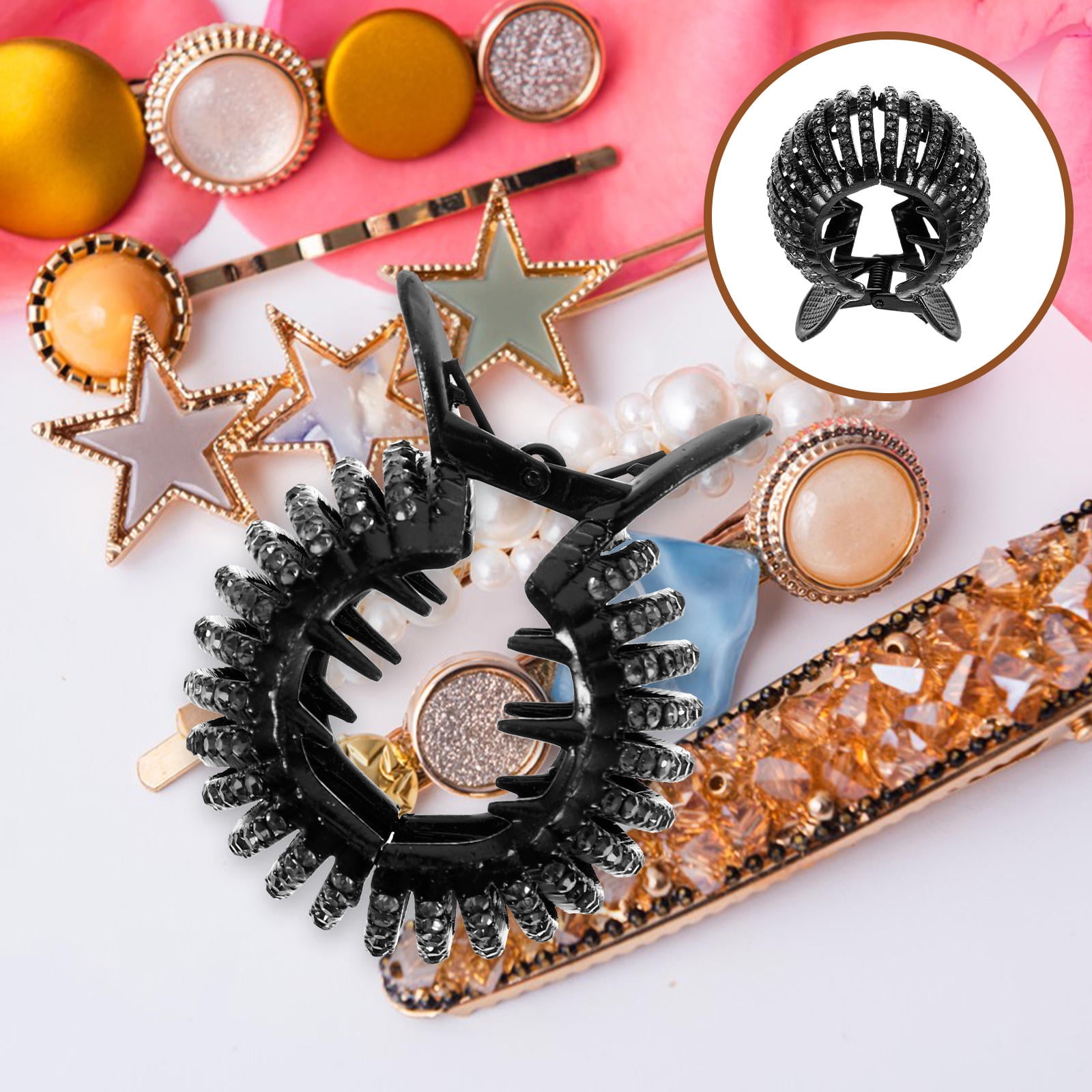 HOMEMAXS Clip Ponytail Claw Clips for Thick Hair 镶钻抓夹发夹 Clamp Women's ...