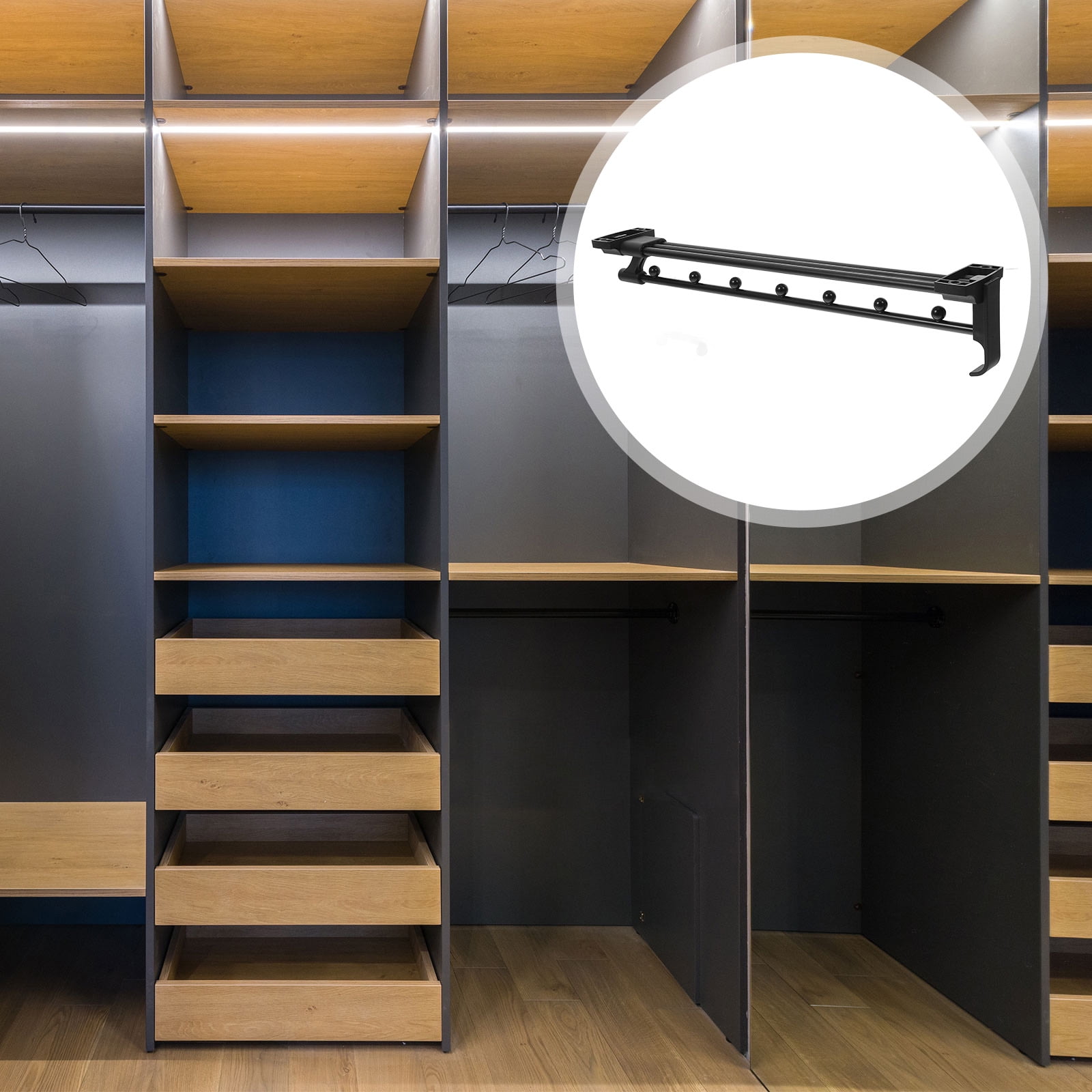 HOMEMAXS Closet Rails for Hanging Clothes Damping Push-pull Coat Rod ...