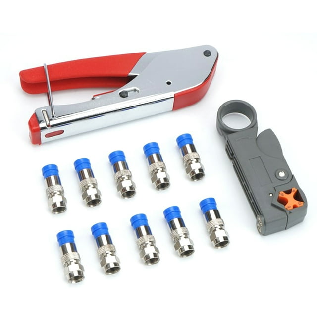 HOMEMAXS Coax Cable Crimper Kit Tool for RG6 RG59 Coaxial Compression Tool Fitting Wire Stripper ...