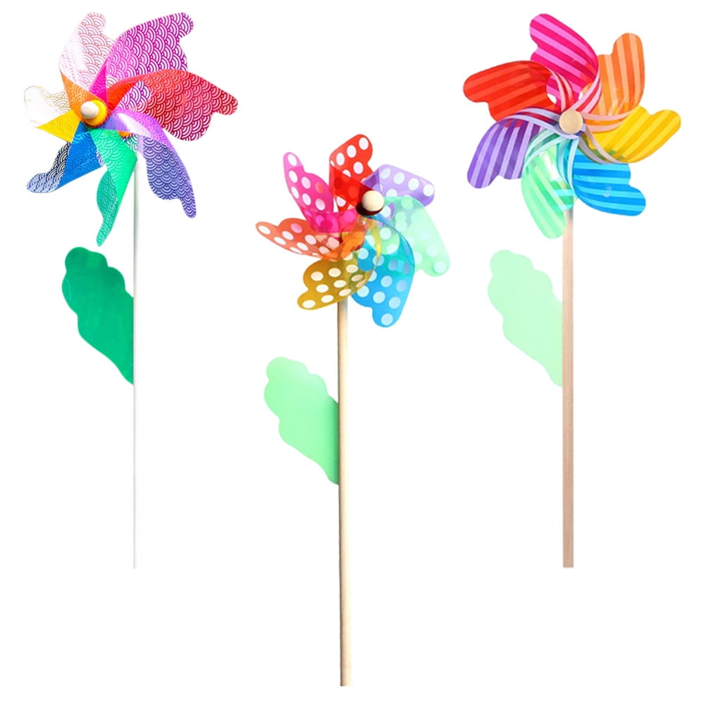 HOMEMAXS Colorful Garden Windmill Decor Assorted Color PP and Wood ...