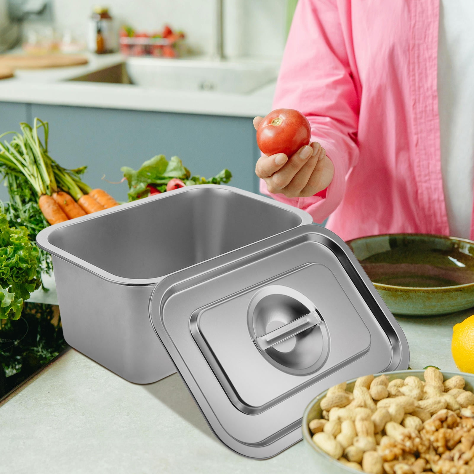 HOMEMAXS Compost Bin For Kitchen Countertop Stainless Steel Food Waste ...