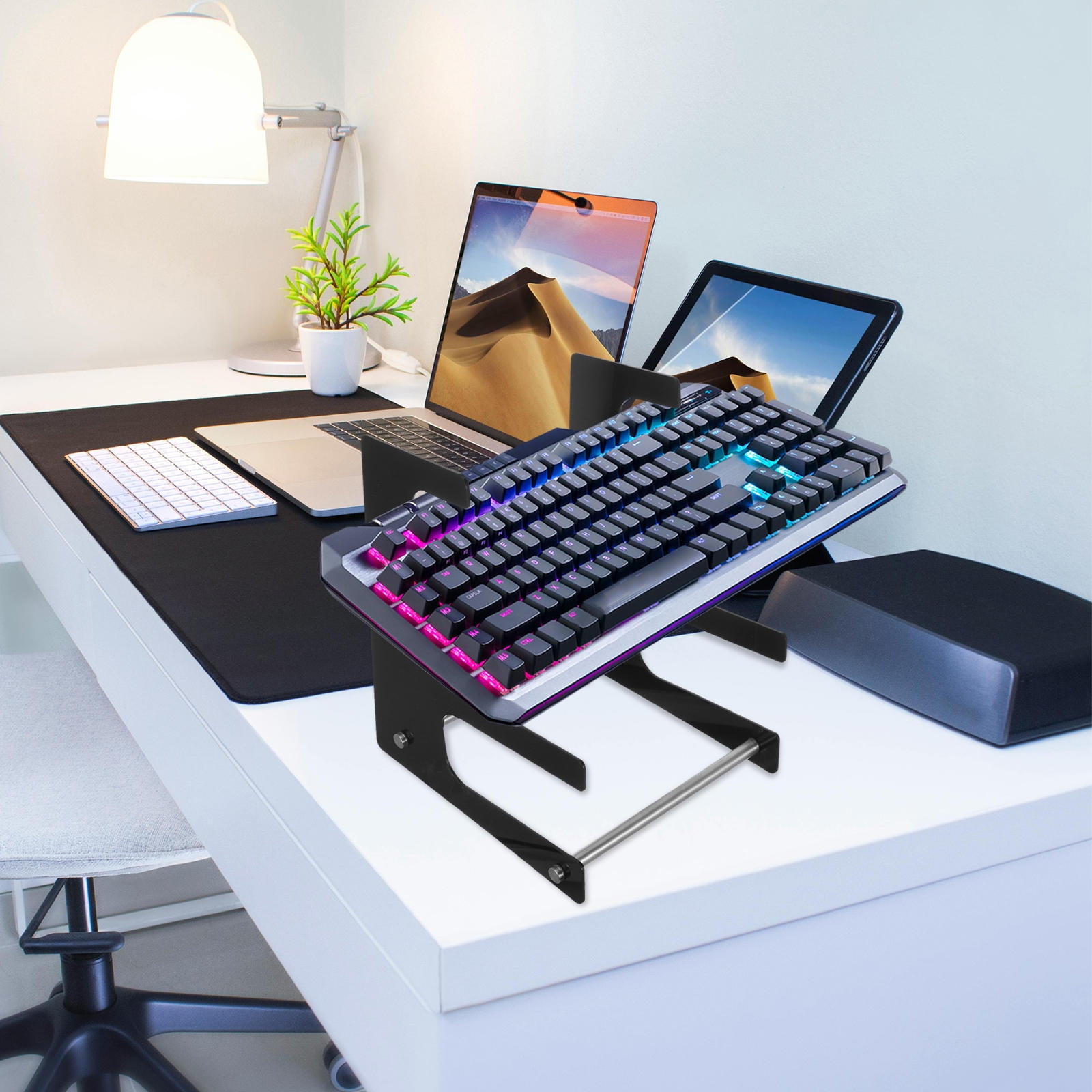 HOMEMAXS Acrylic Keyboard Stand for Desk with Multi Tier Design Black ...