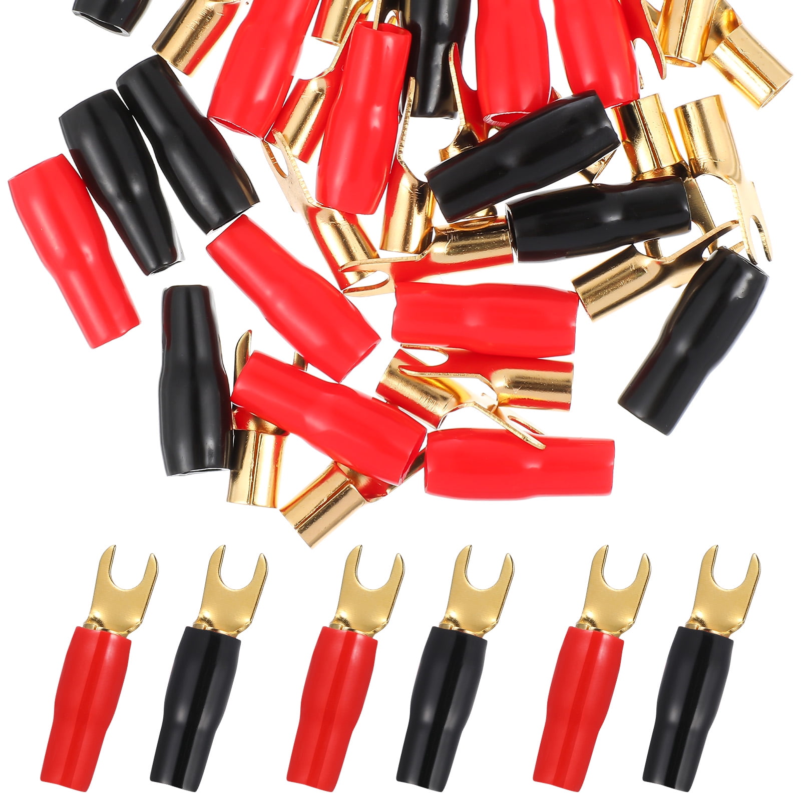 HOMEMAXS Copper Gold Plated 8GA Spade Terminal Connectors for Speaker ...
