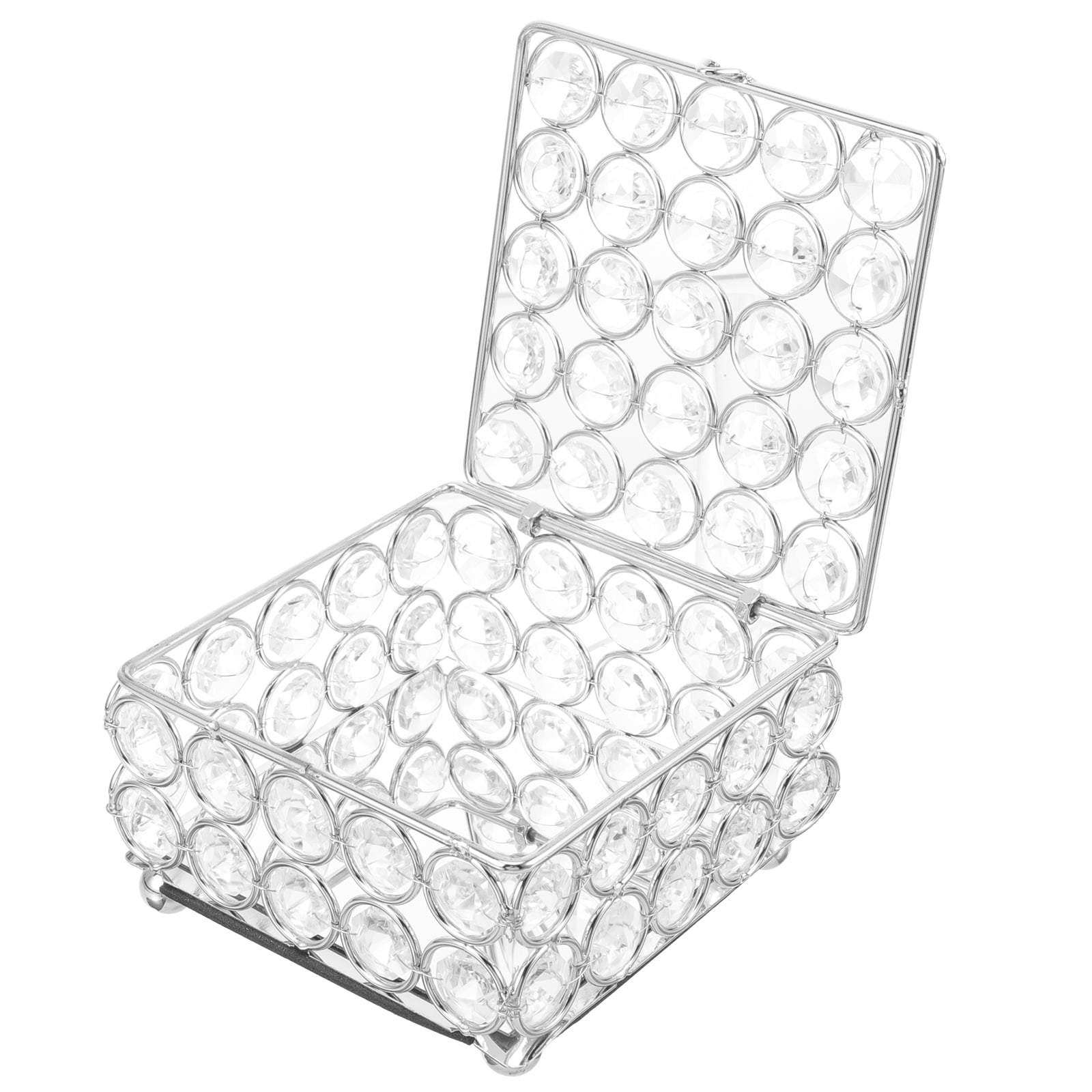 HOMEMAXS Crystal Jewelry Container Trinket Box Necklace Storage ...