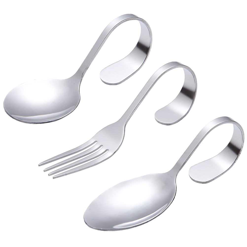 Curved Handle Forks and Spoons Set Stainless Steel Silverware for Home ...