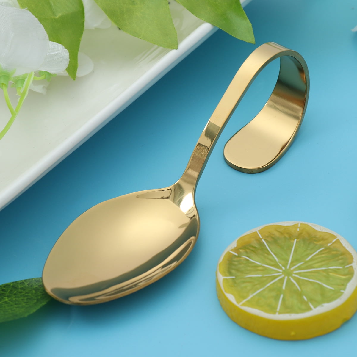 HOMEMAXS Curved Serving Spoons Bend Handle Tableware Chamfer-free ...